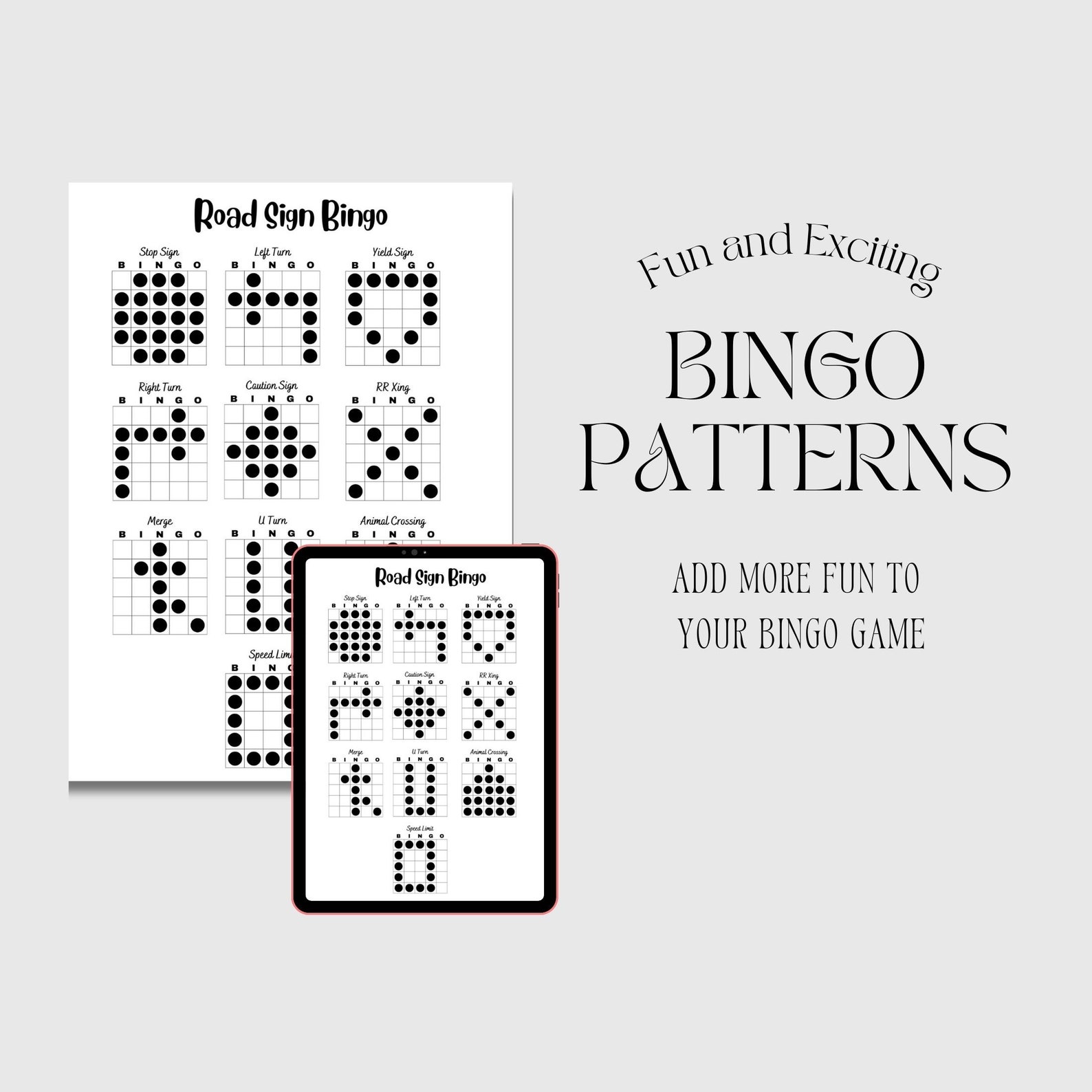 Bingo Patterns | Road Sign Bingo | Printable Bingo Games | Bingo Game ...