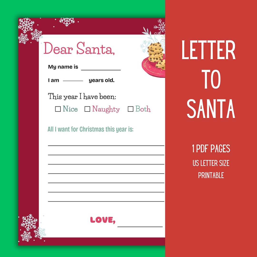 Carta a Santa / Carta a Santa Imprimible / Querido Santa / - Etsy México