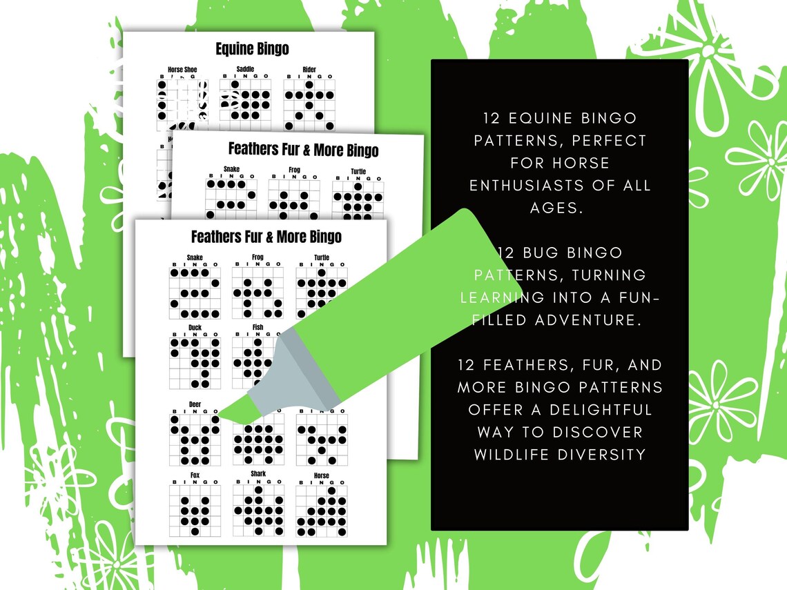 Printable Bingo Patterns BUNDLE | Animal/insect Bundle | Party, Event ...