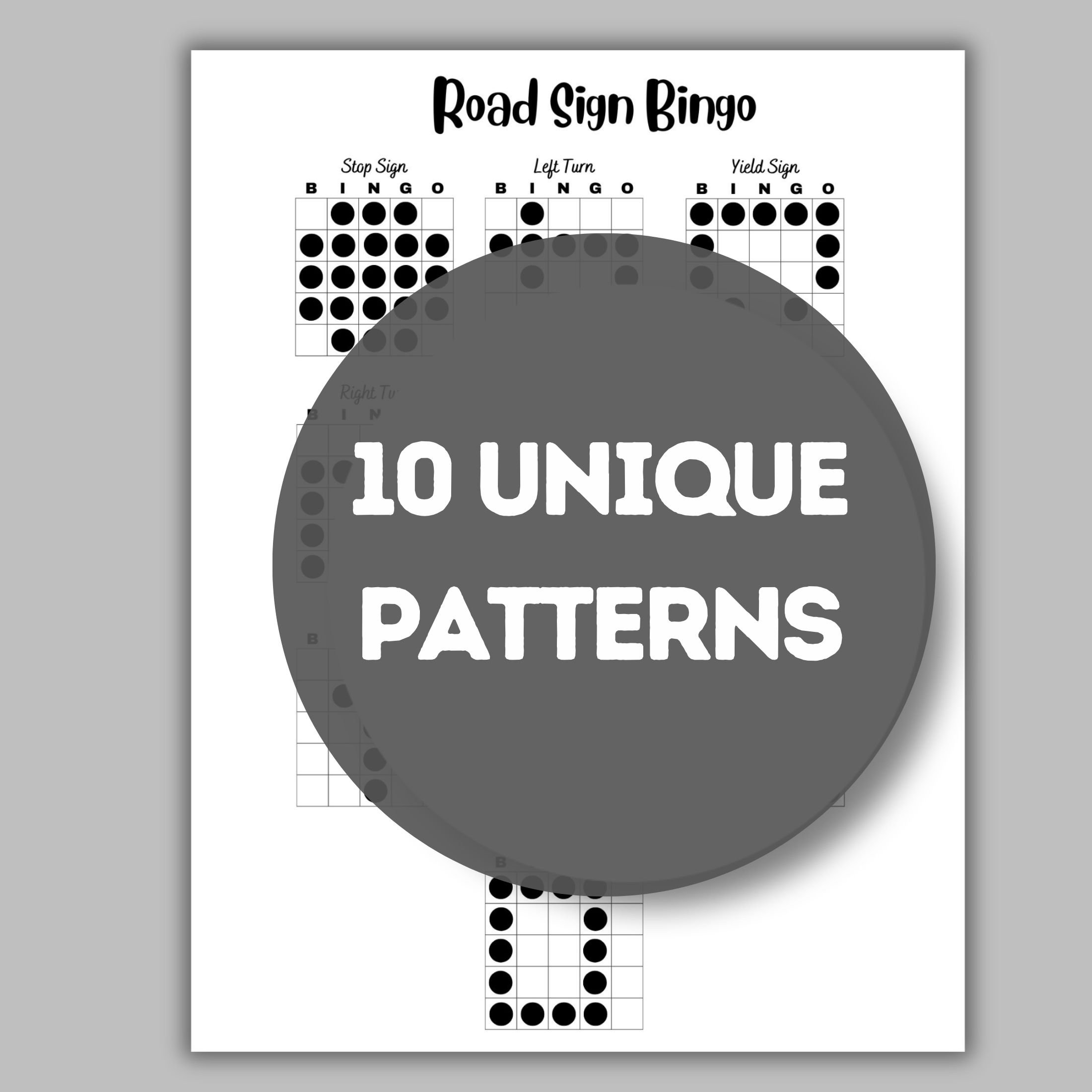 Bingo Patterns Road Sign Bingo Printable Bingo Games Bingo Game ...