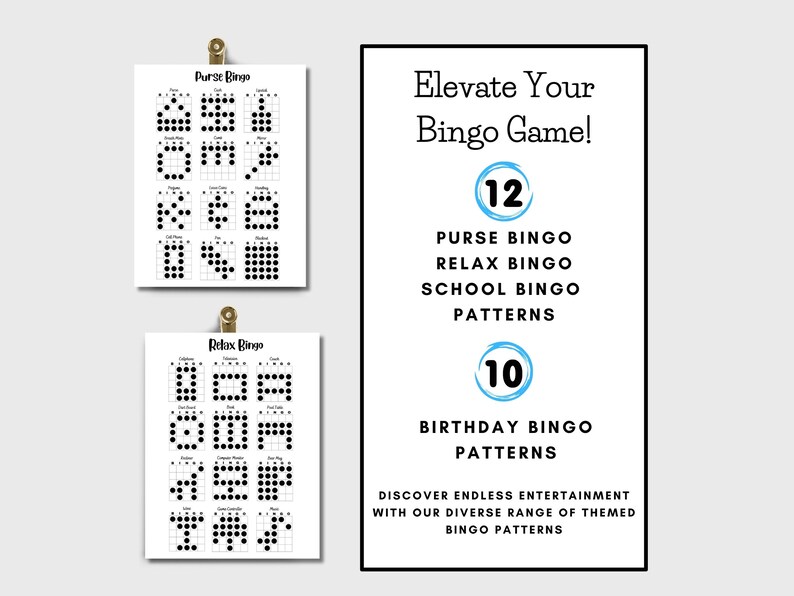 Bingo Patterns - School Bingo, Birthday Bingo, Purse Bingo, Relaxing ...