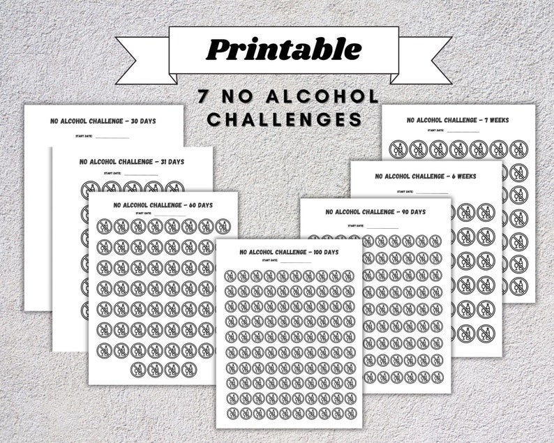 No Alcohol Challenges Bundle Alcohol Free Planner Sobriety Challenge ...