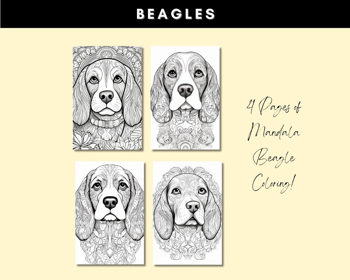 Dog Mandala Coloring Pages Printable Dog Coloring Sheets Beagle Color ...