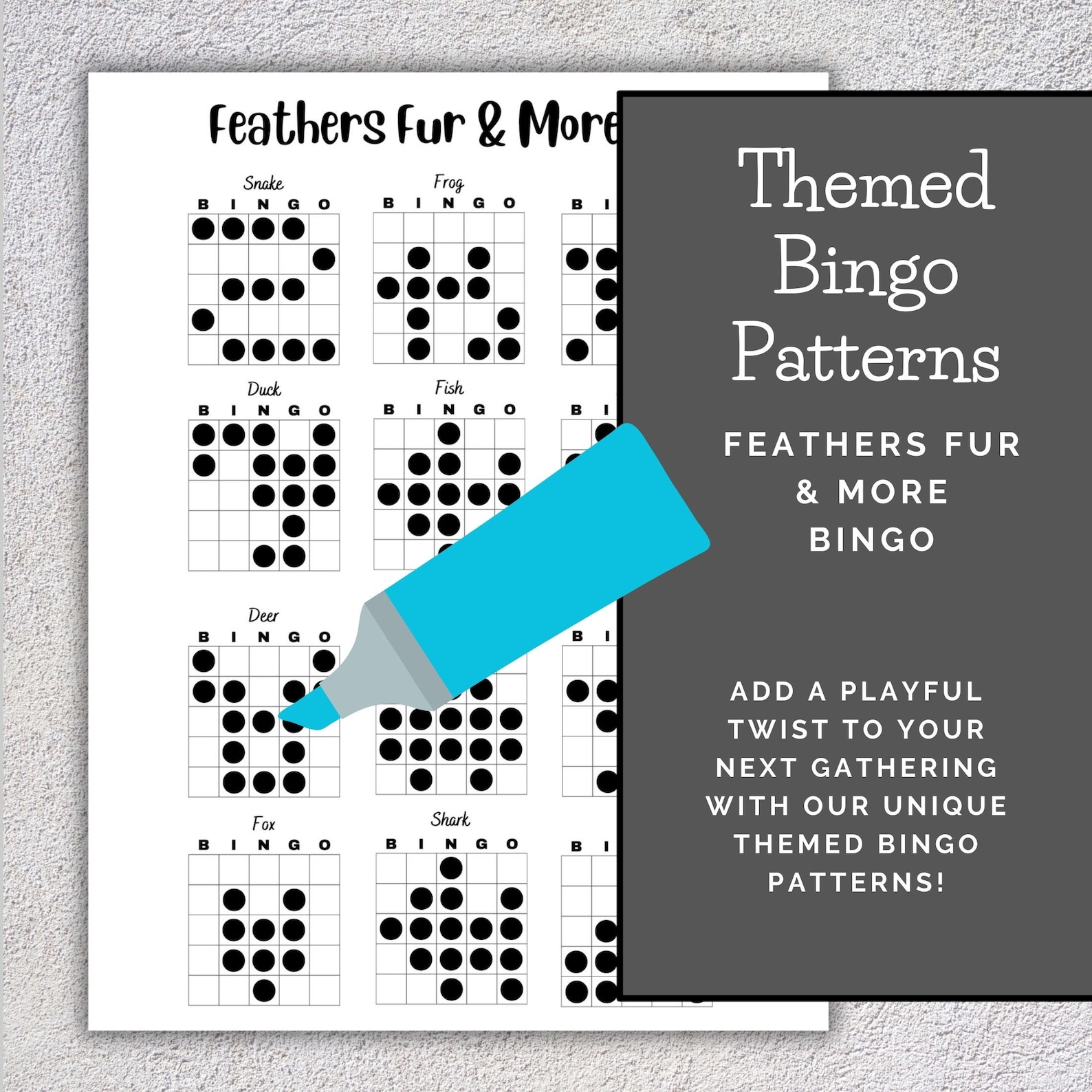 Bingo Patterns | Feathers Fur and More Bingo | Printable Bingo Games ...