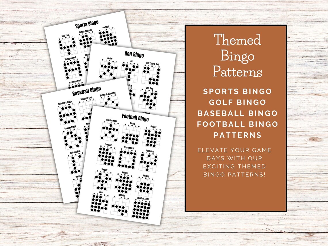 Printable Bingo Patterns BUNDLE | Sports Bingo Bundle | Party, Event ...