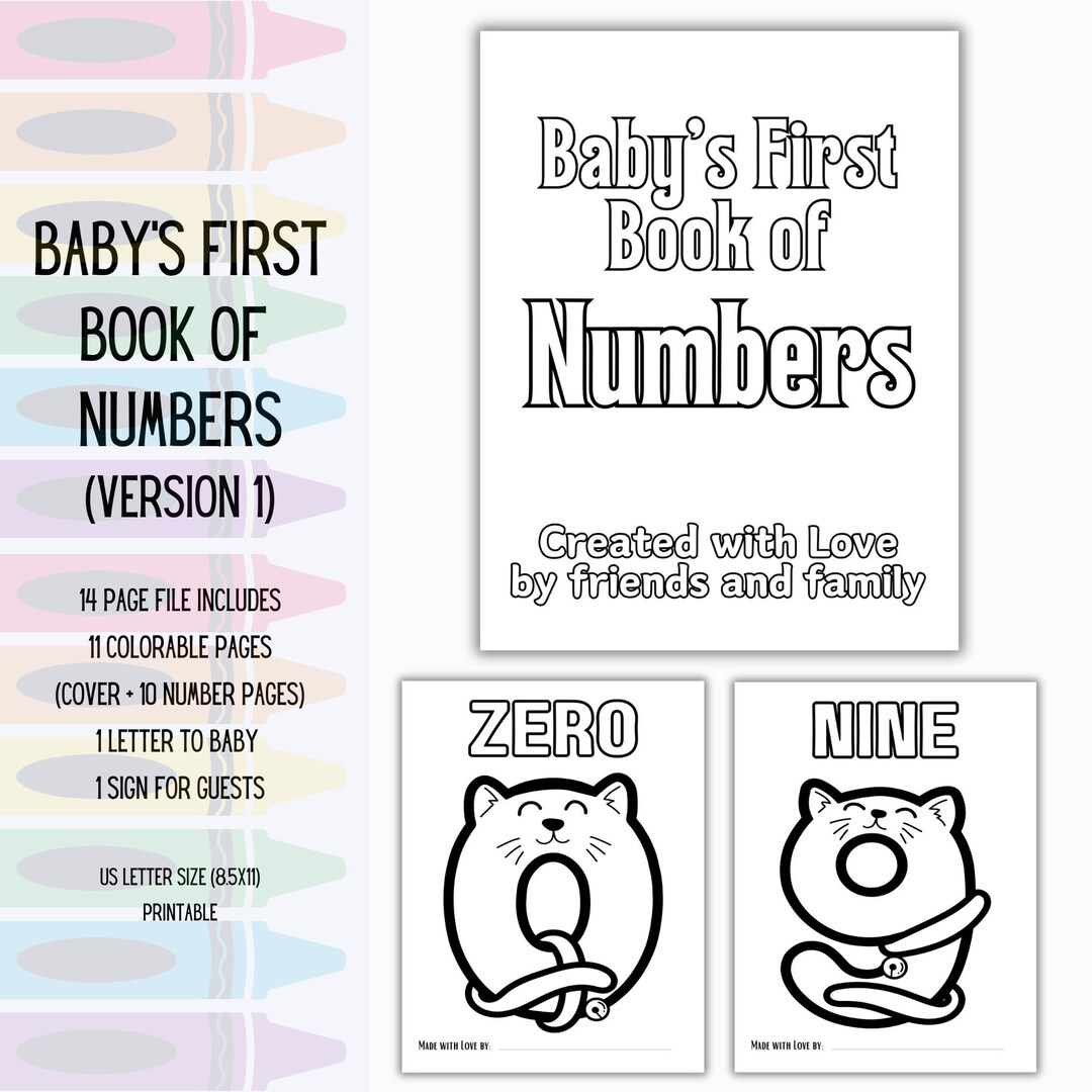 Baby's First Book of Numbers Baby Shower Coloring Book Sheet Pages ...