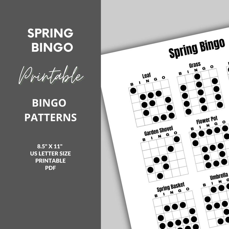 Printable Bingo Patterns | Spring Bingo | 12 Fun Patterns | Party ...