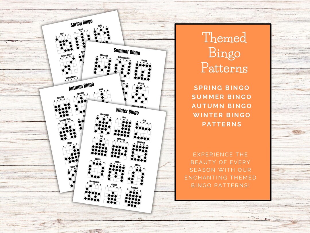 Printable Bingo Patterns BUNDLE | Seasonal Bingo | Party, Event ...