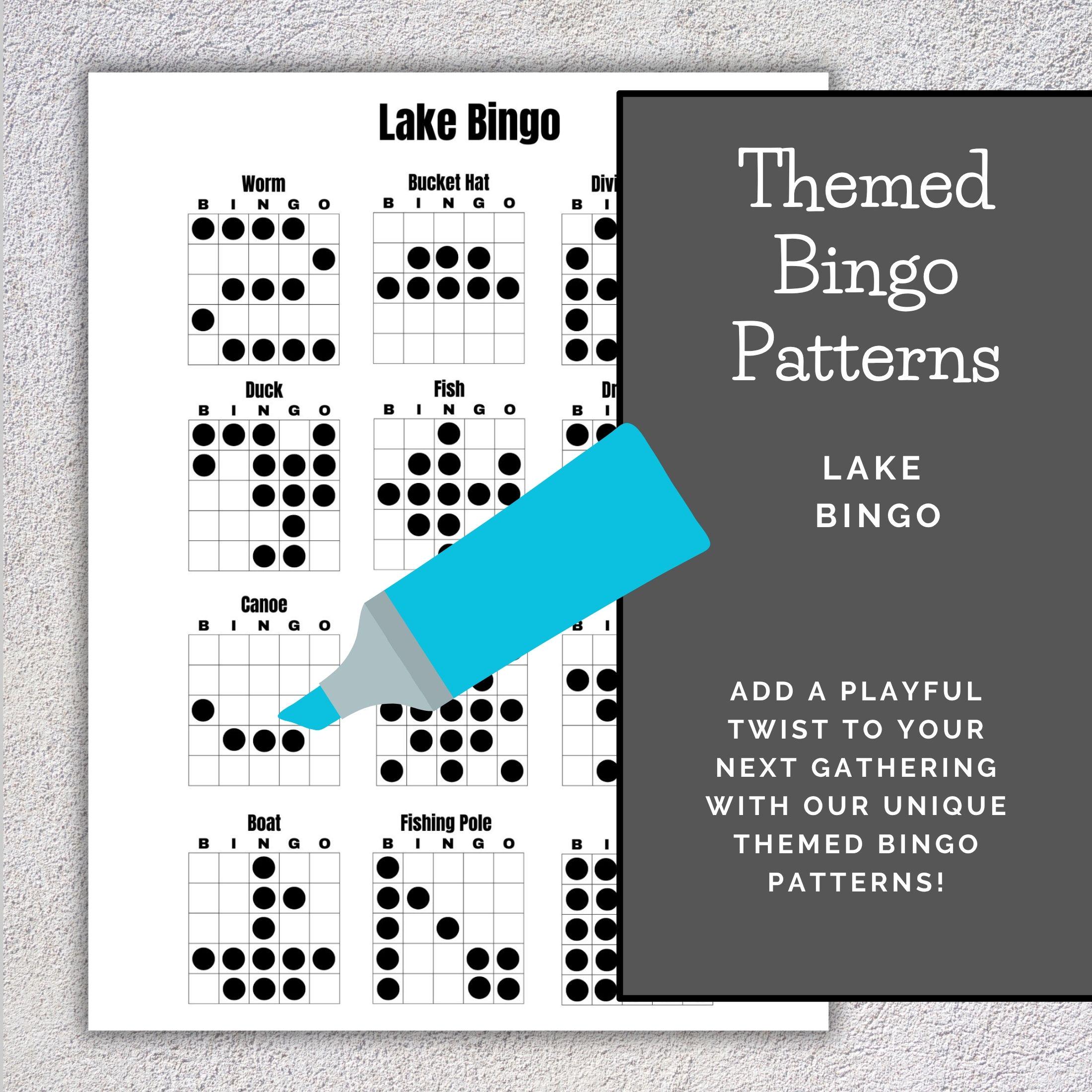 Printable Bingo Patterns | Lake Bingo | 12 Fun Patterns | Party, Event ...