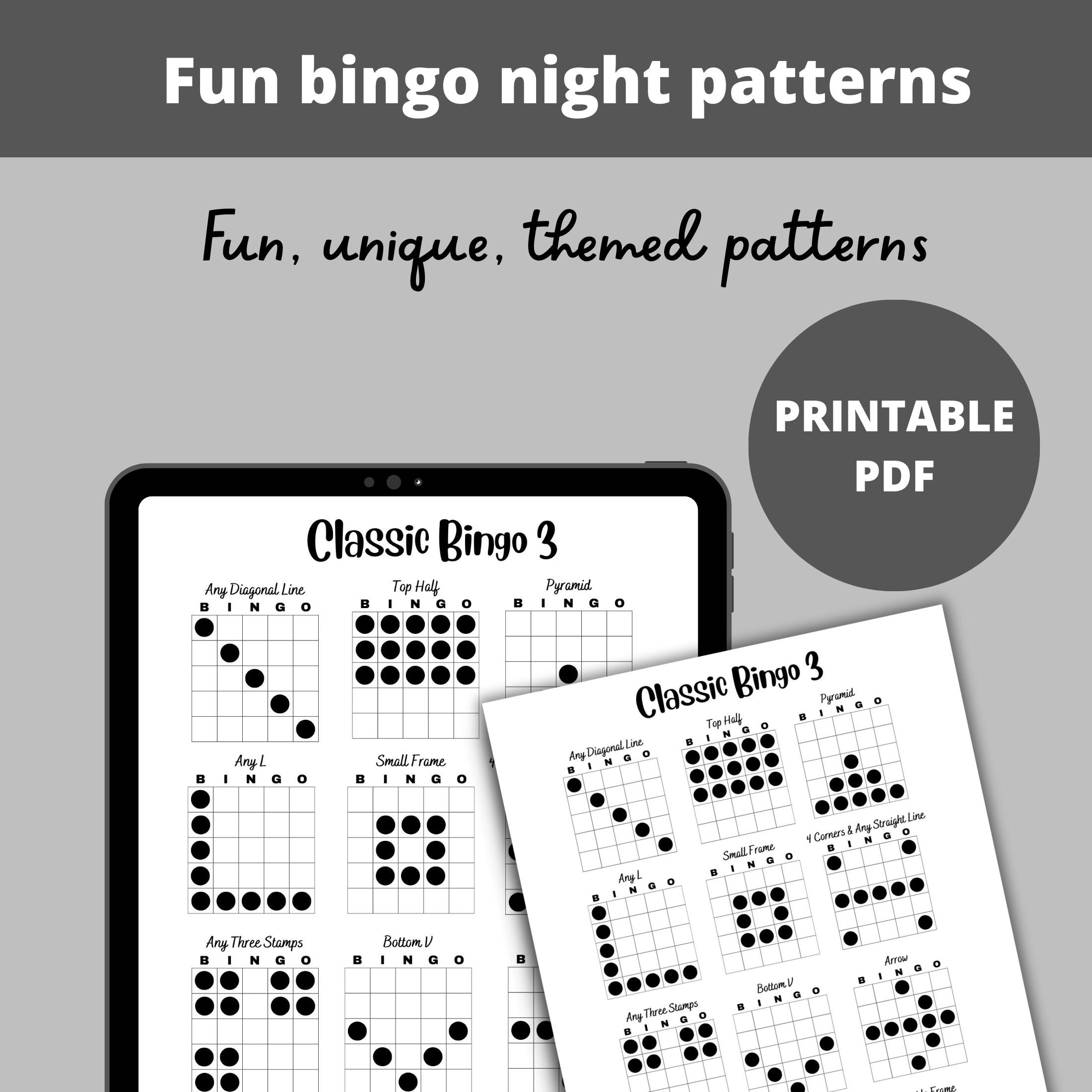 Bingo Patterns | Classic 3 Bingo | Printable Bingo Games | Bingo Game ...