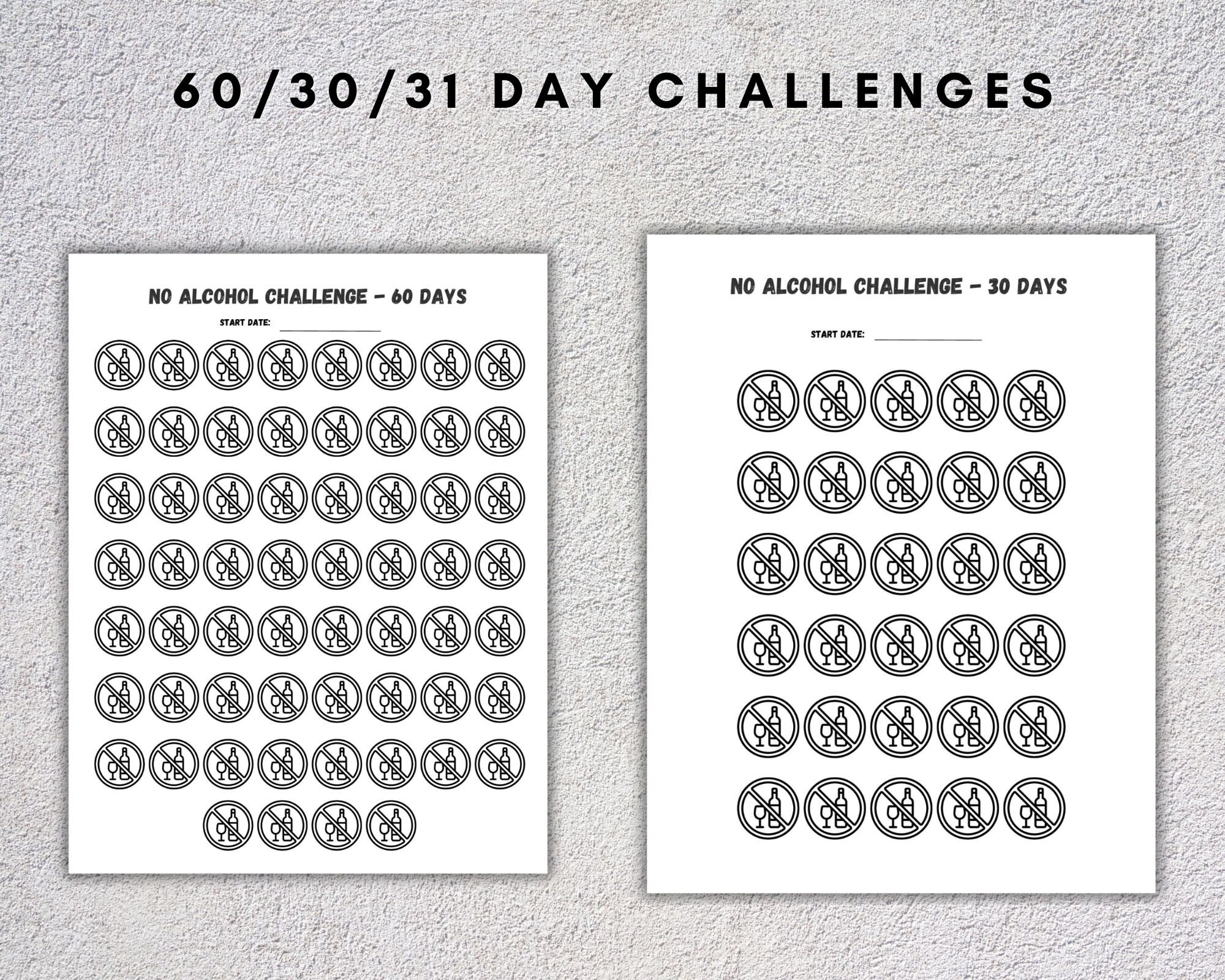 No Alcohol Challenges Bundle Alcohol Free Planner Sobriety Challenge ...