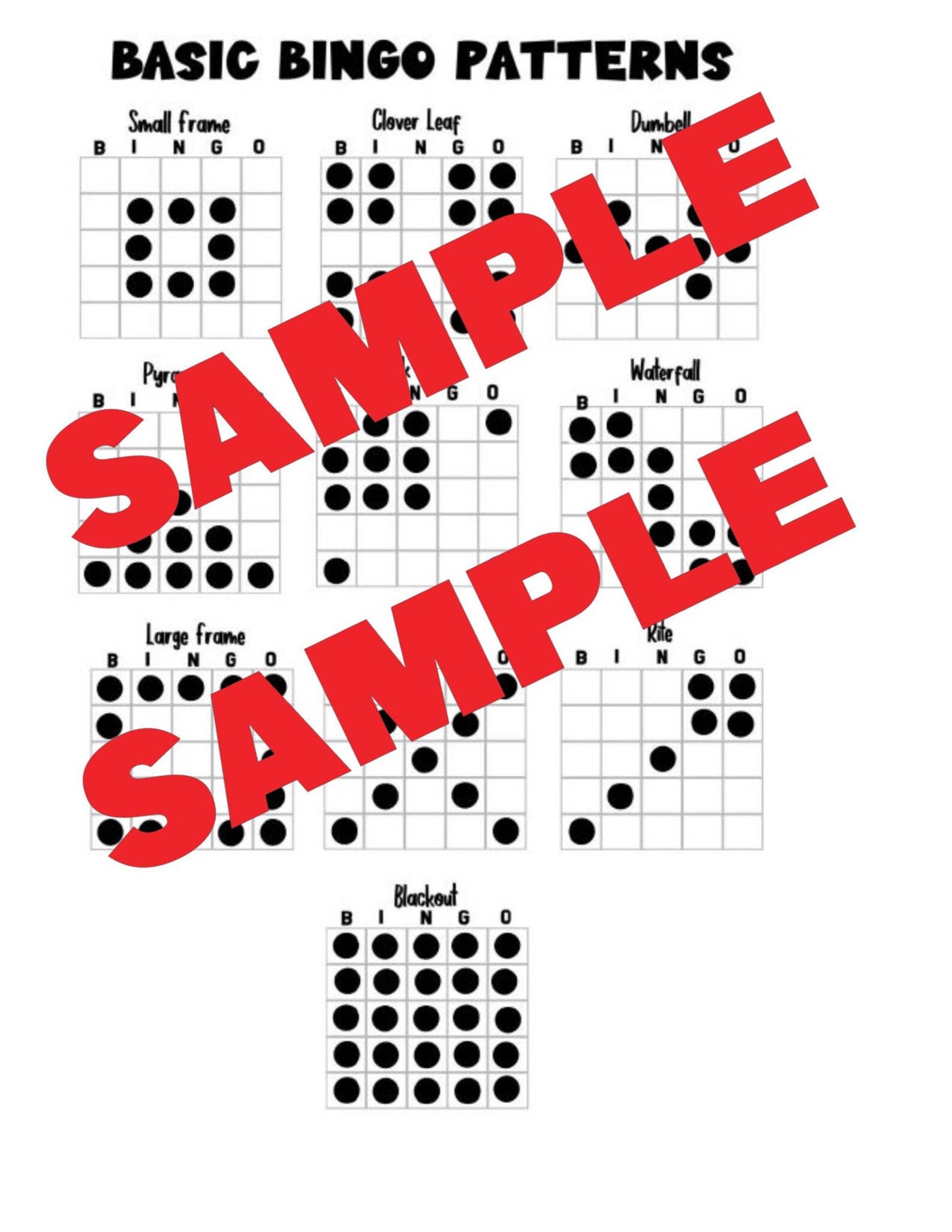 Bingo Card Set Basic Bingo Card Set With Fun Patterns - Etsy