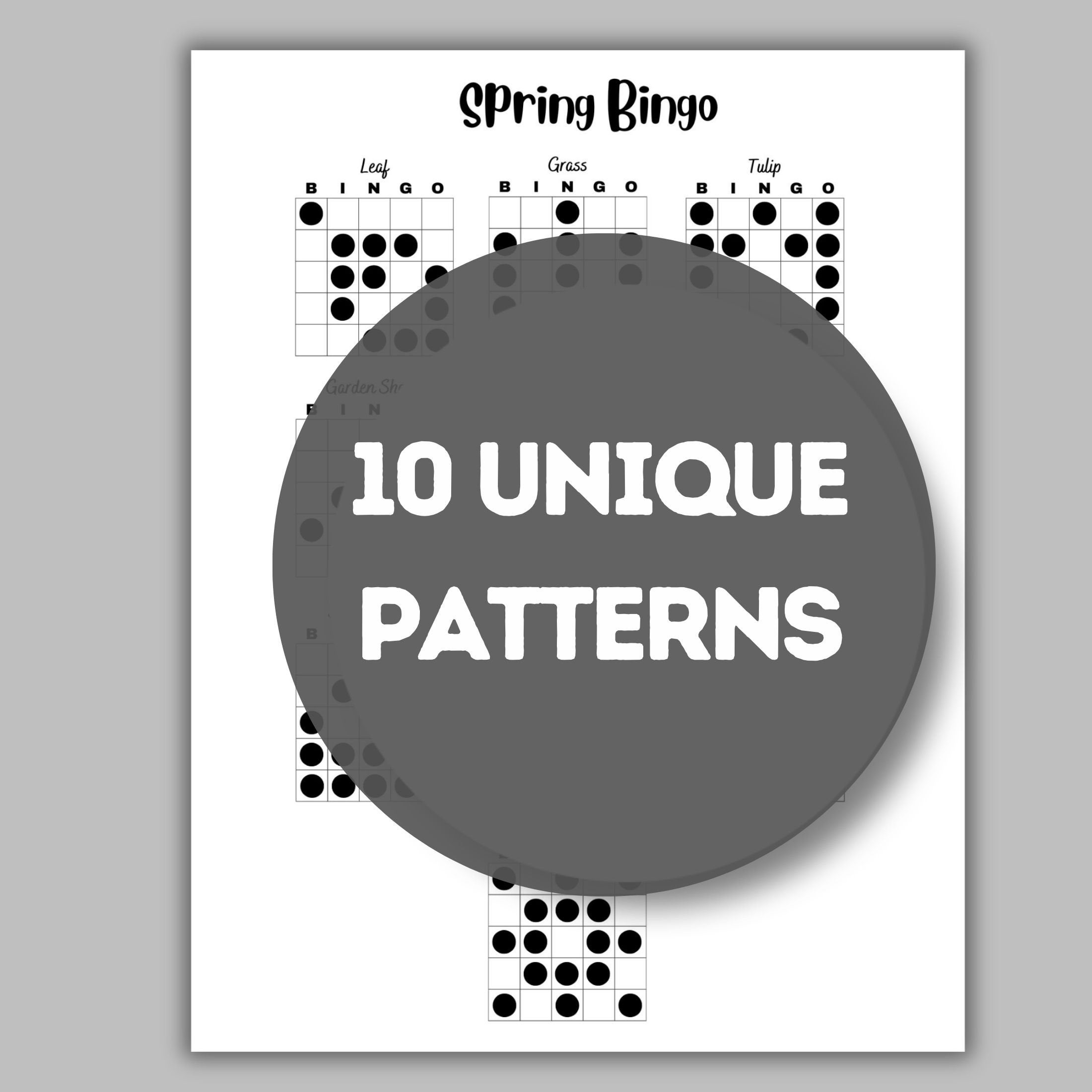 Bingo Patterns | Spring Bingo | Printable Bingo Games | Bingo Game ...