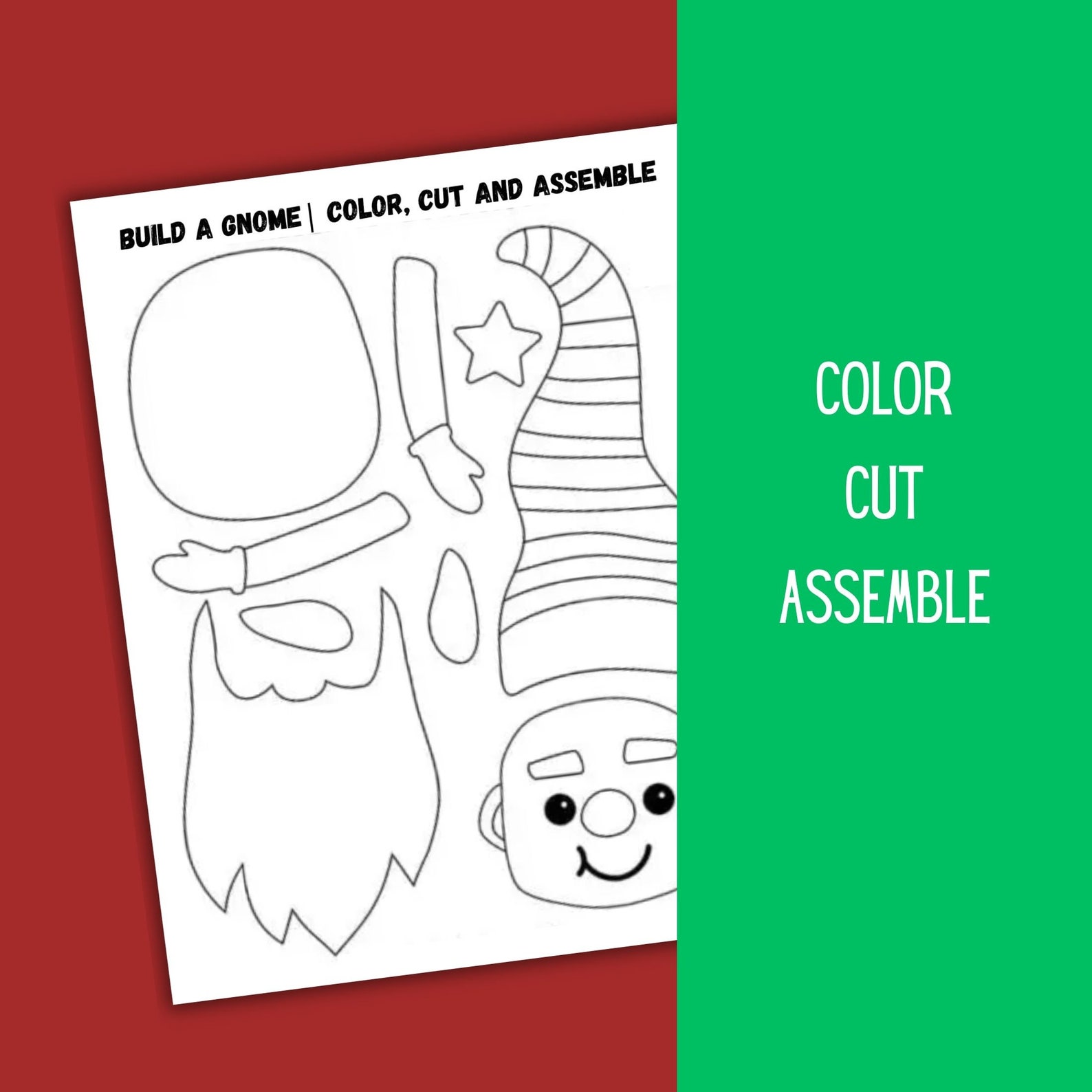 Build A Gnome, Christmas Craft, Build a Gnome Printable Craft ...