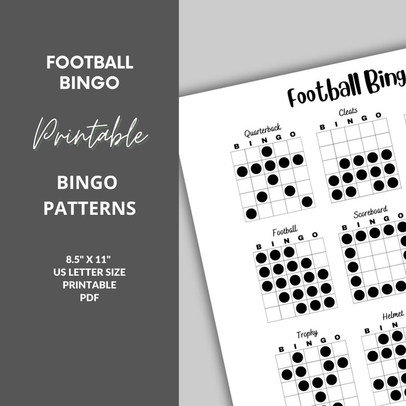 Bingo Patterns | Football Bingo | Printable Bingo Games | Bingo Game ...
