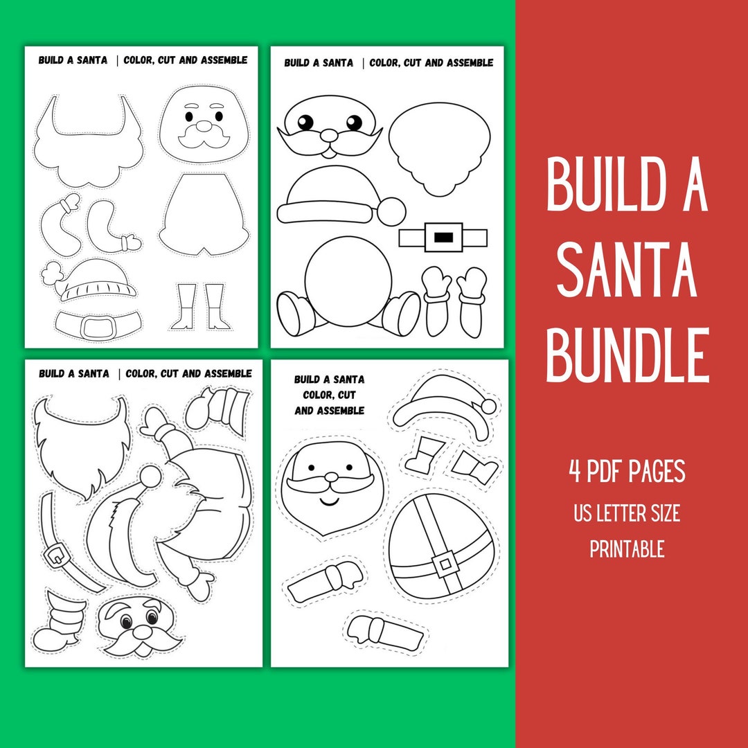 Build A Santa Bundle, Christmas Craft, Build a Santa Printable Craft ...