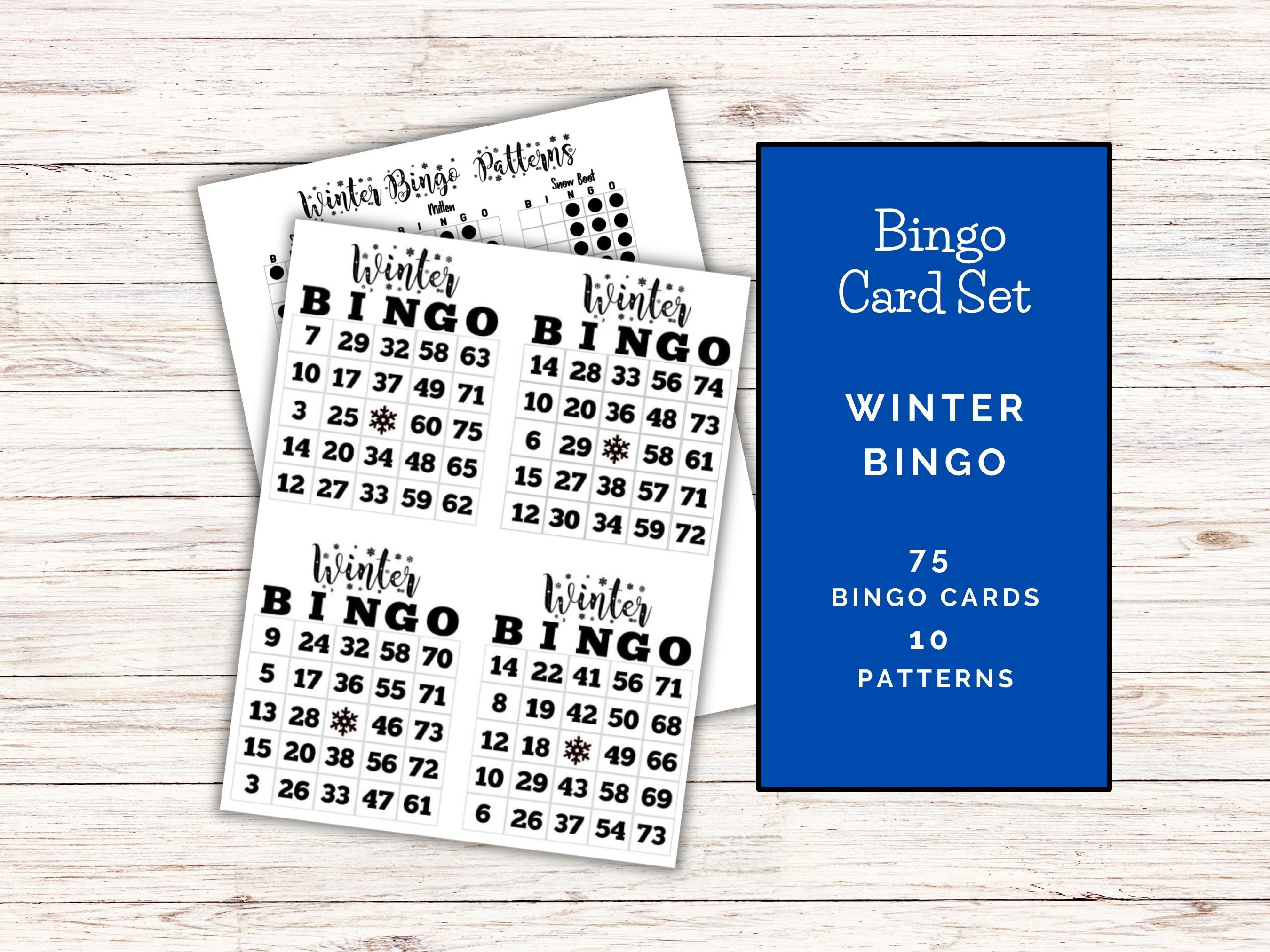 Winter Bingo Card Set Printable Winter Bingo Card Set 75 - Etsy