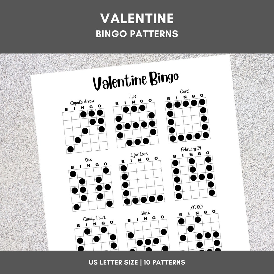 Bingo Patterns | Valentine Bingo | Printable Bingo Games | Bingo Game ...
