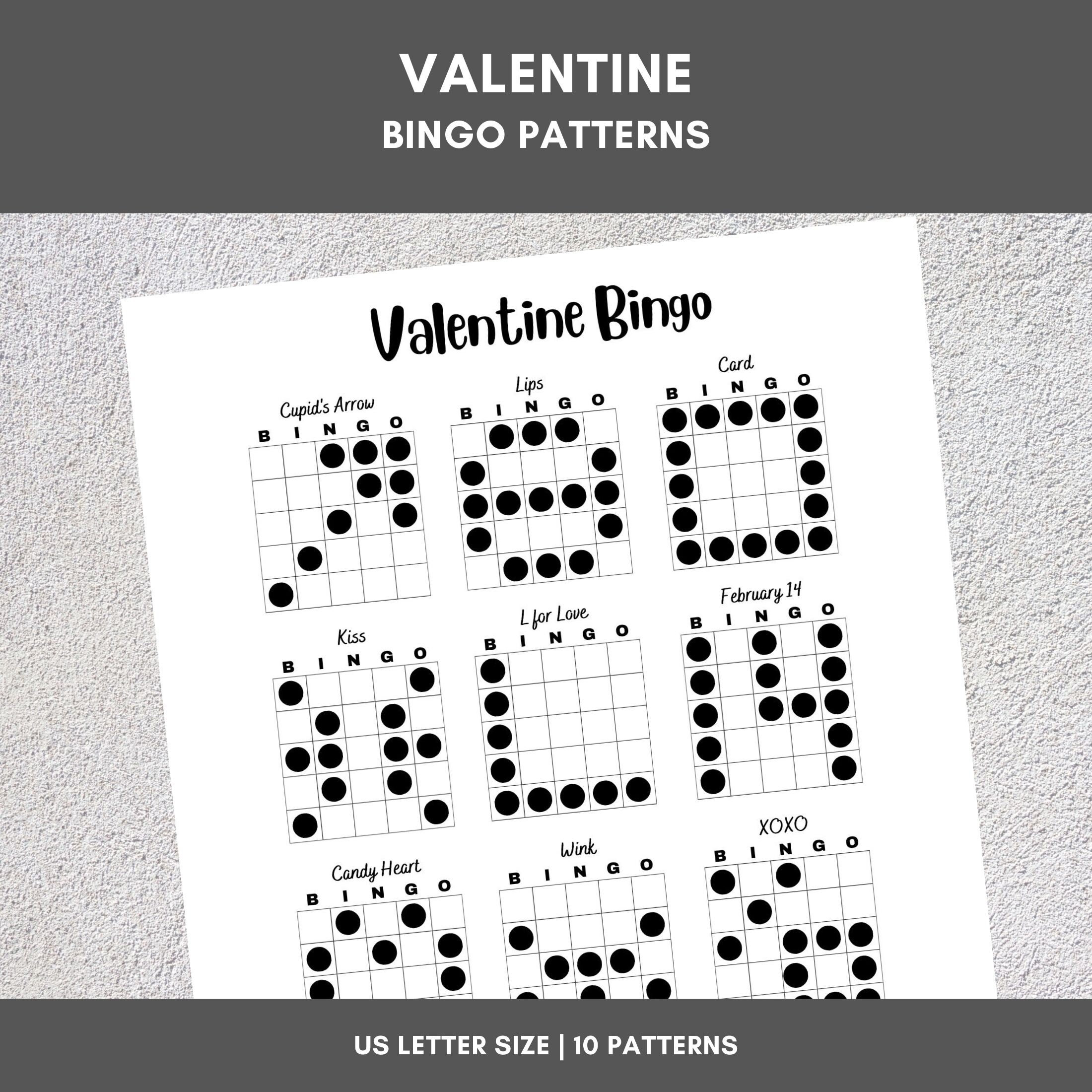 Bingo Patterns Valentine Bingo Printable Bingo Games Bingo Game ...