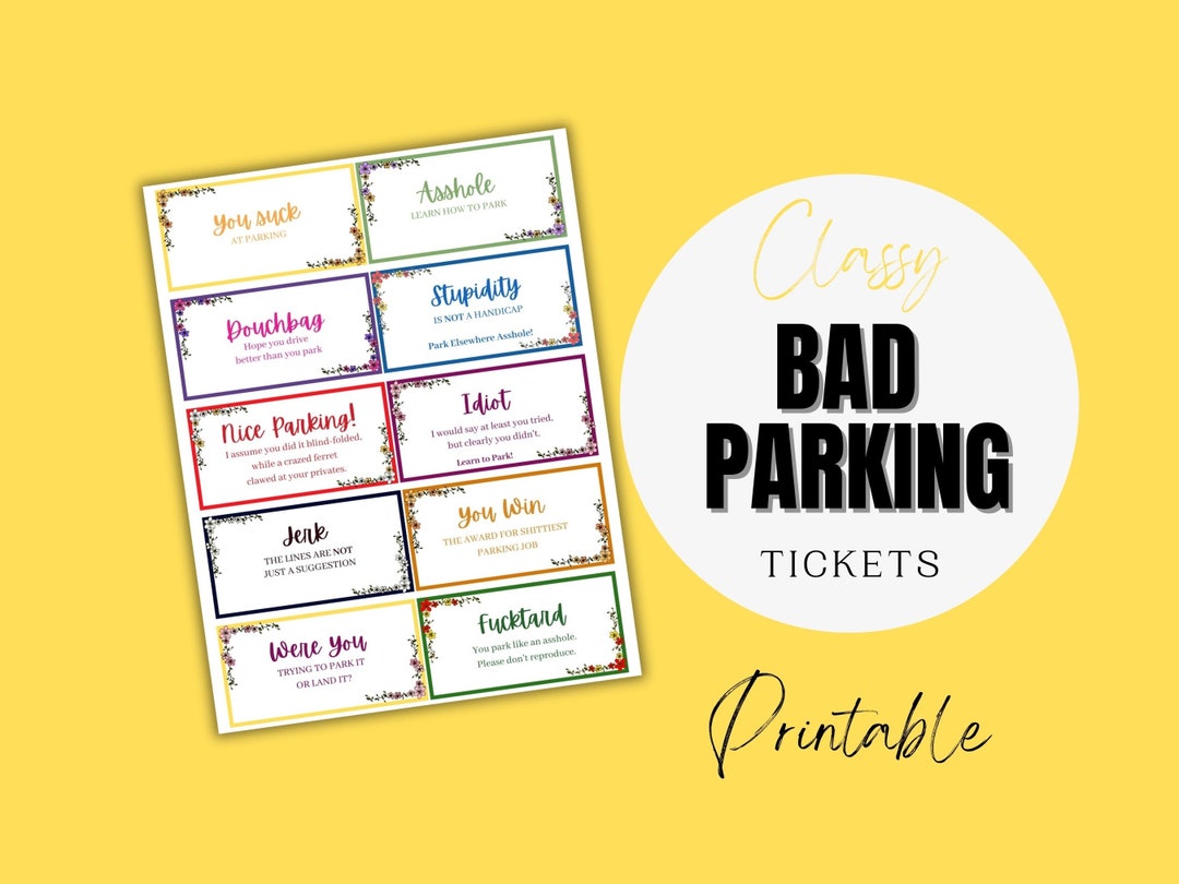 Snarky Bad Parking Tickets: Sarcastic Passive-aggressive Windshield ...