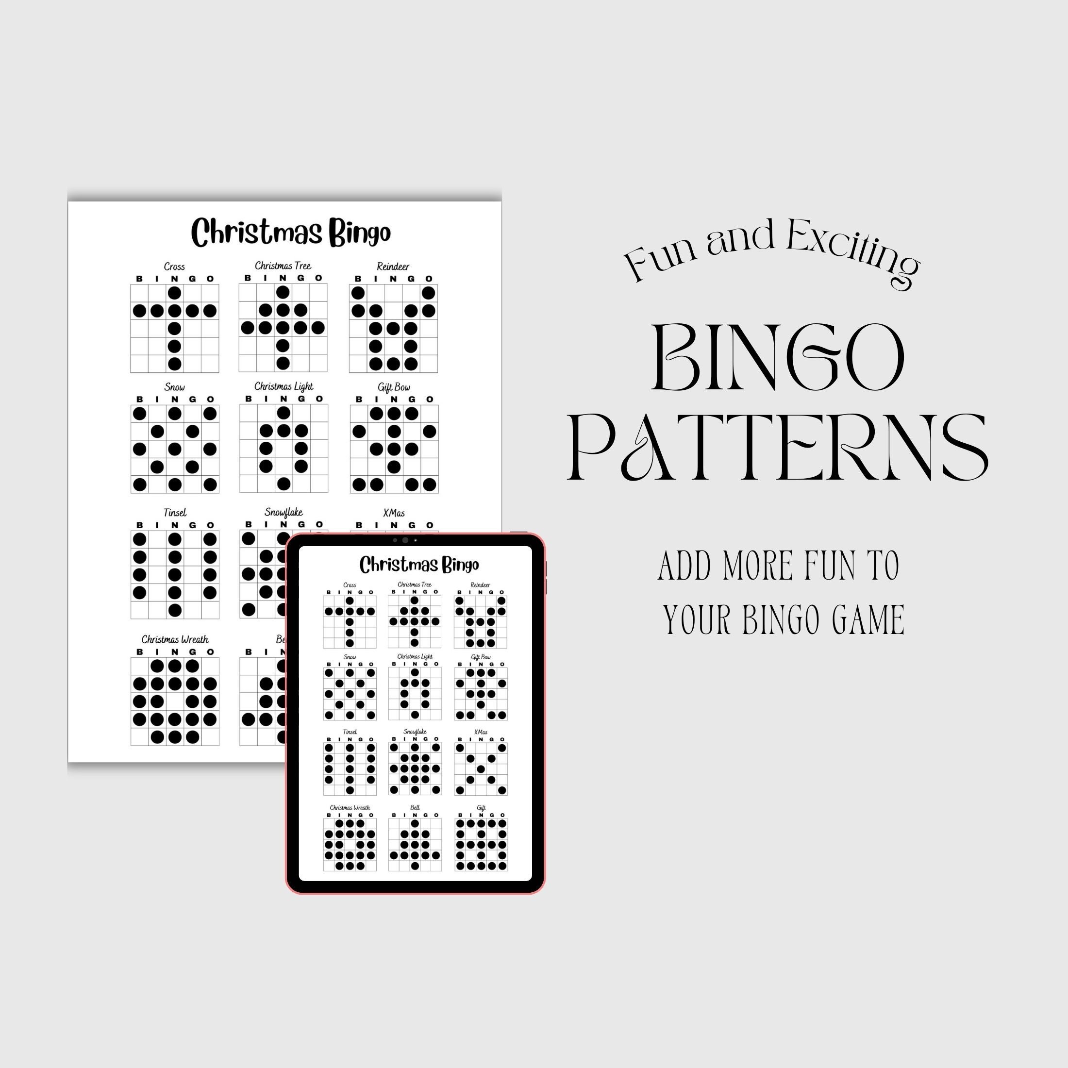 Bingo Patterns Christmas Bingo Printable Bingo Games Bingo Game ...