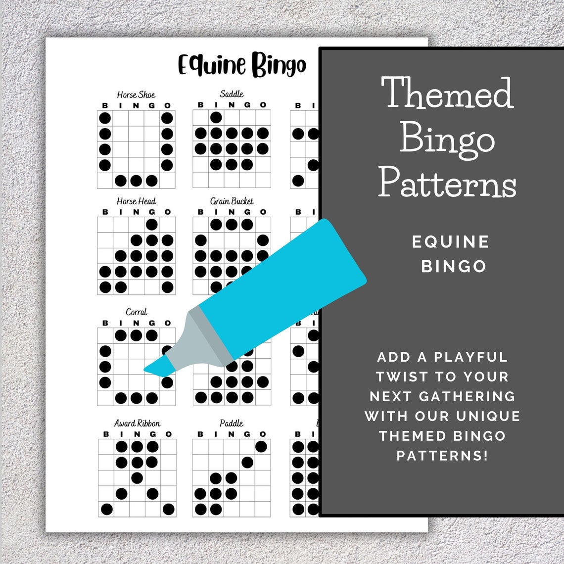 Bingo Patterns Equine Bingo Printable Bingo Games Bingo Game Patterns ...