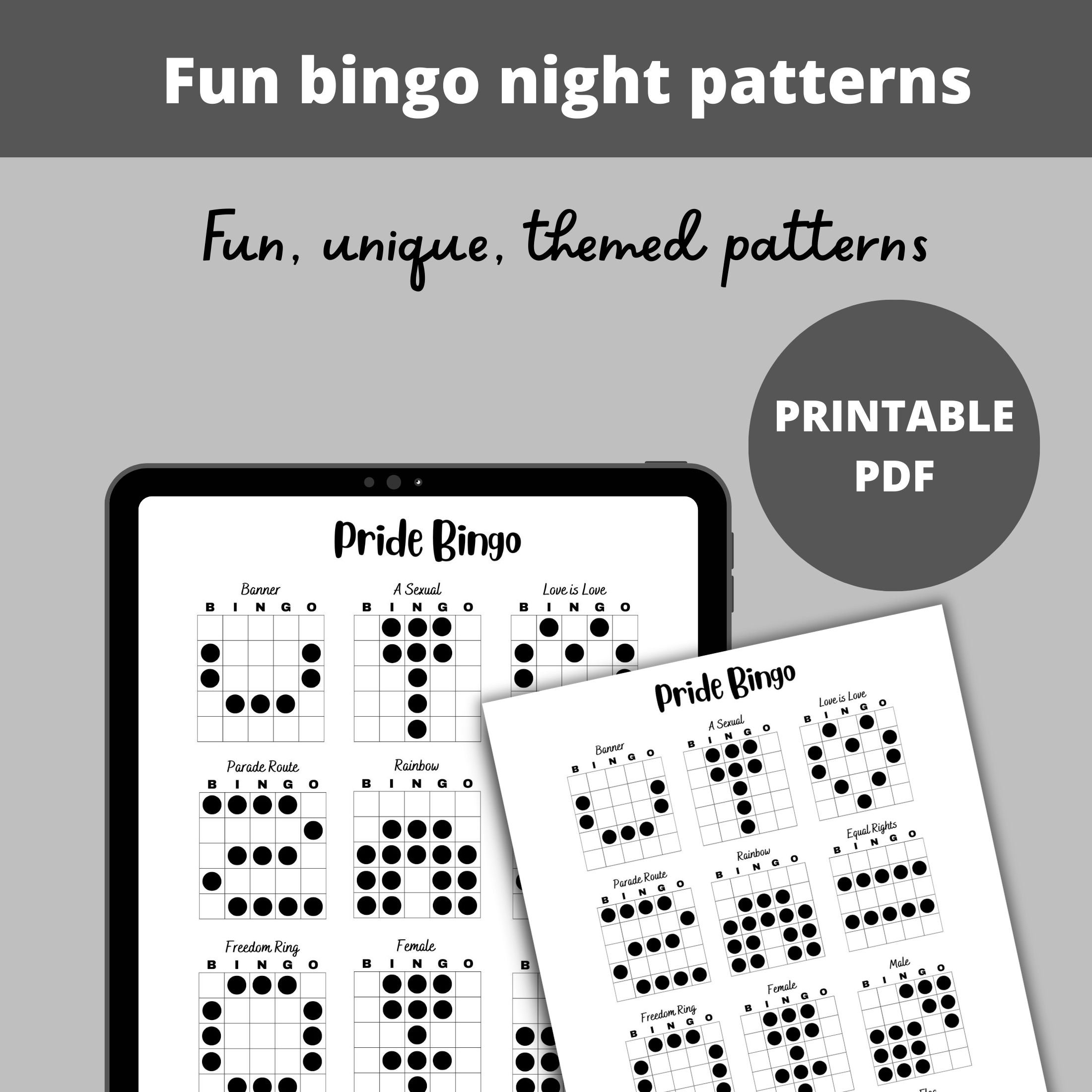 Bingo Patterns | Pride Bingo | Printable Bingo Games | Bingo Game ...