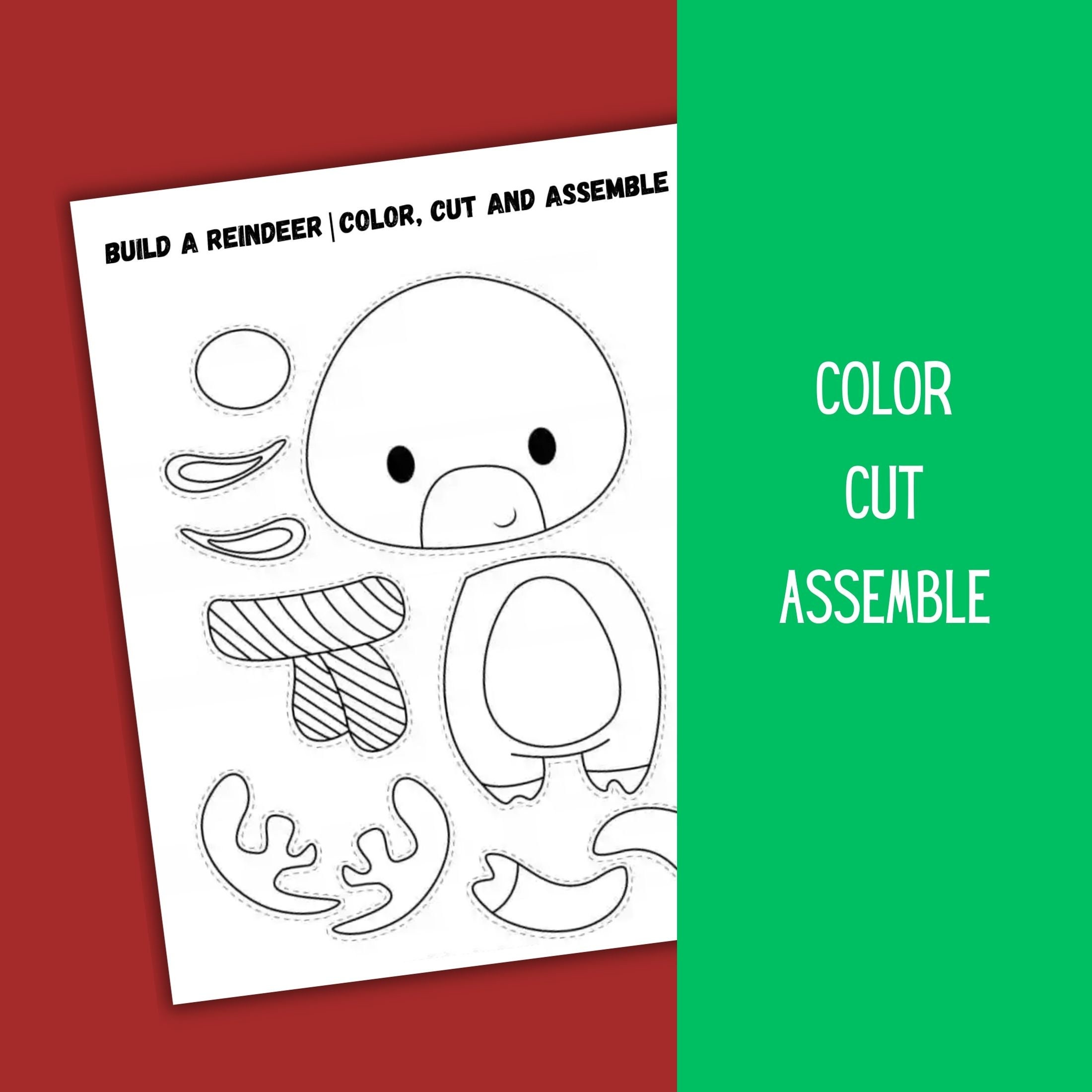 Build A Reindeer, Christmas Craft, Build a Reindeer Printable Craft ...