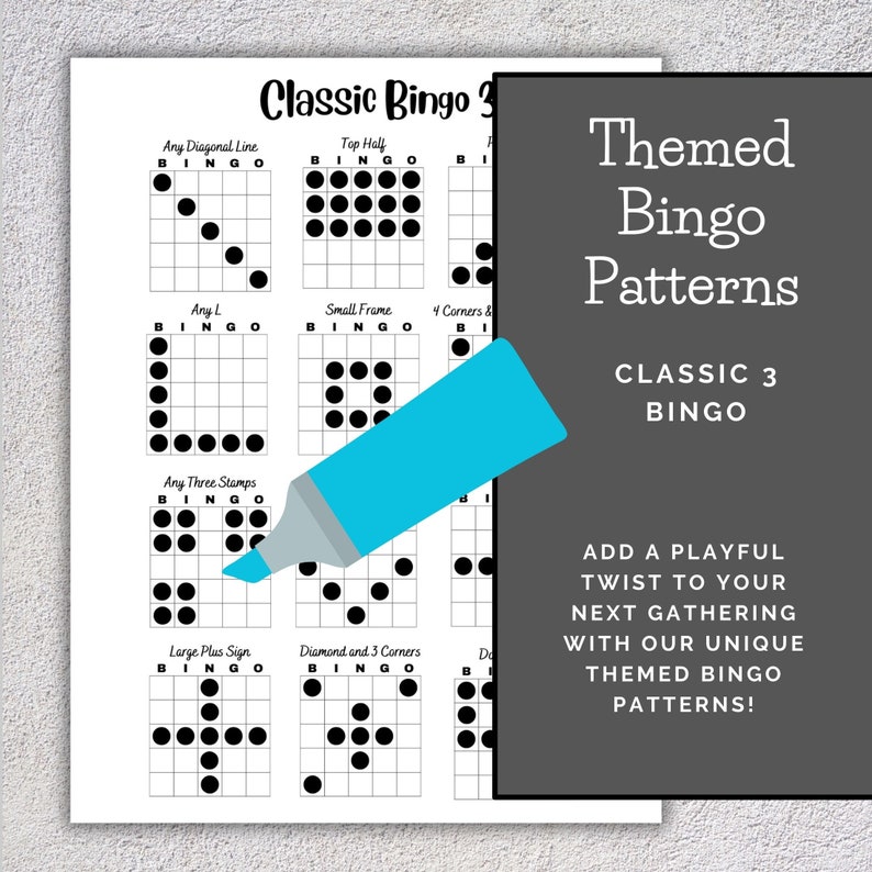 Bingo Patterns | Classic 3 Bingo | Printable Bingo Games | Bingo Game ...