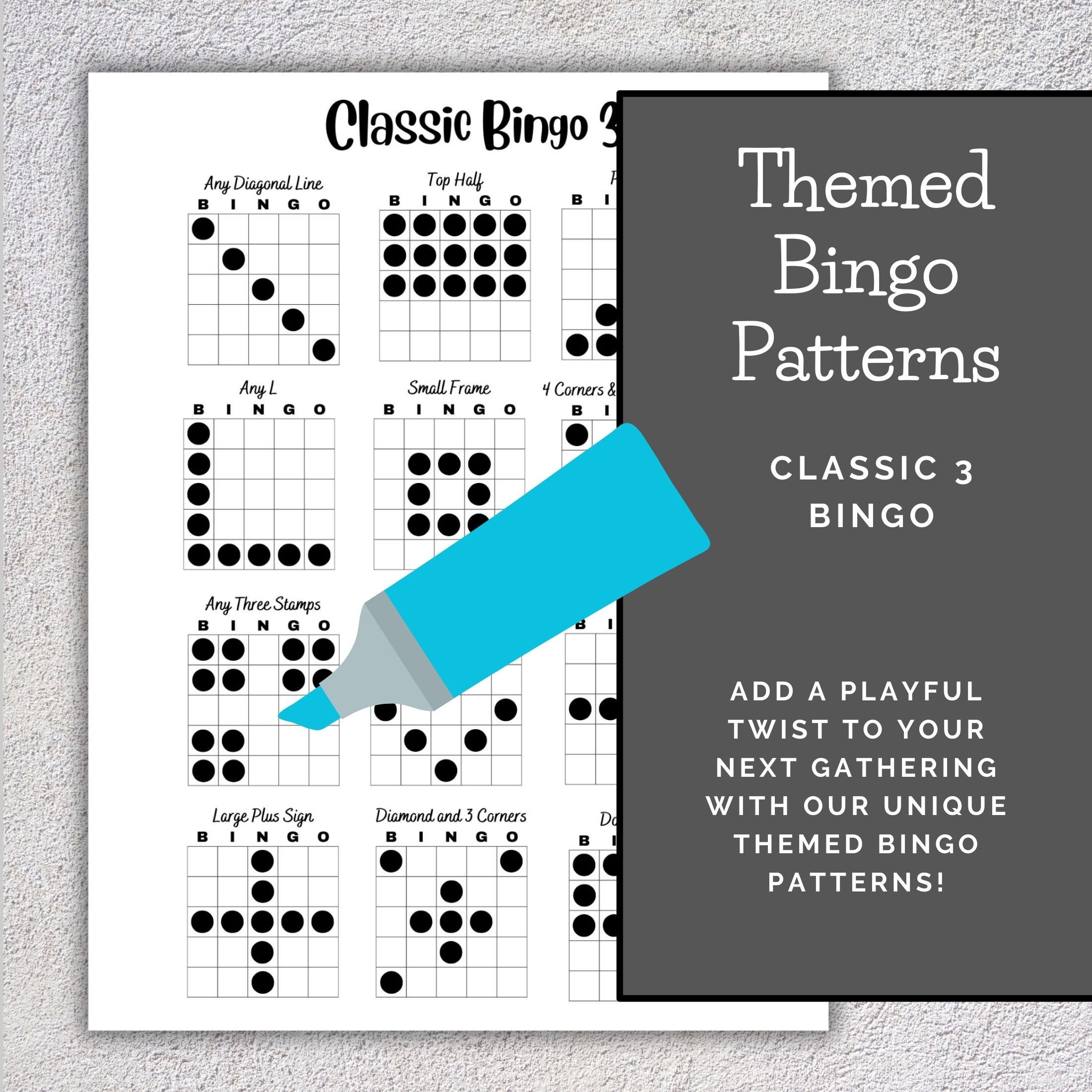 Bingo Patterns Classic 3 Bingo Printable Bingo Games Bingo Game ...