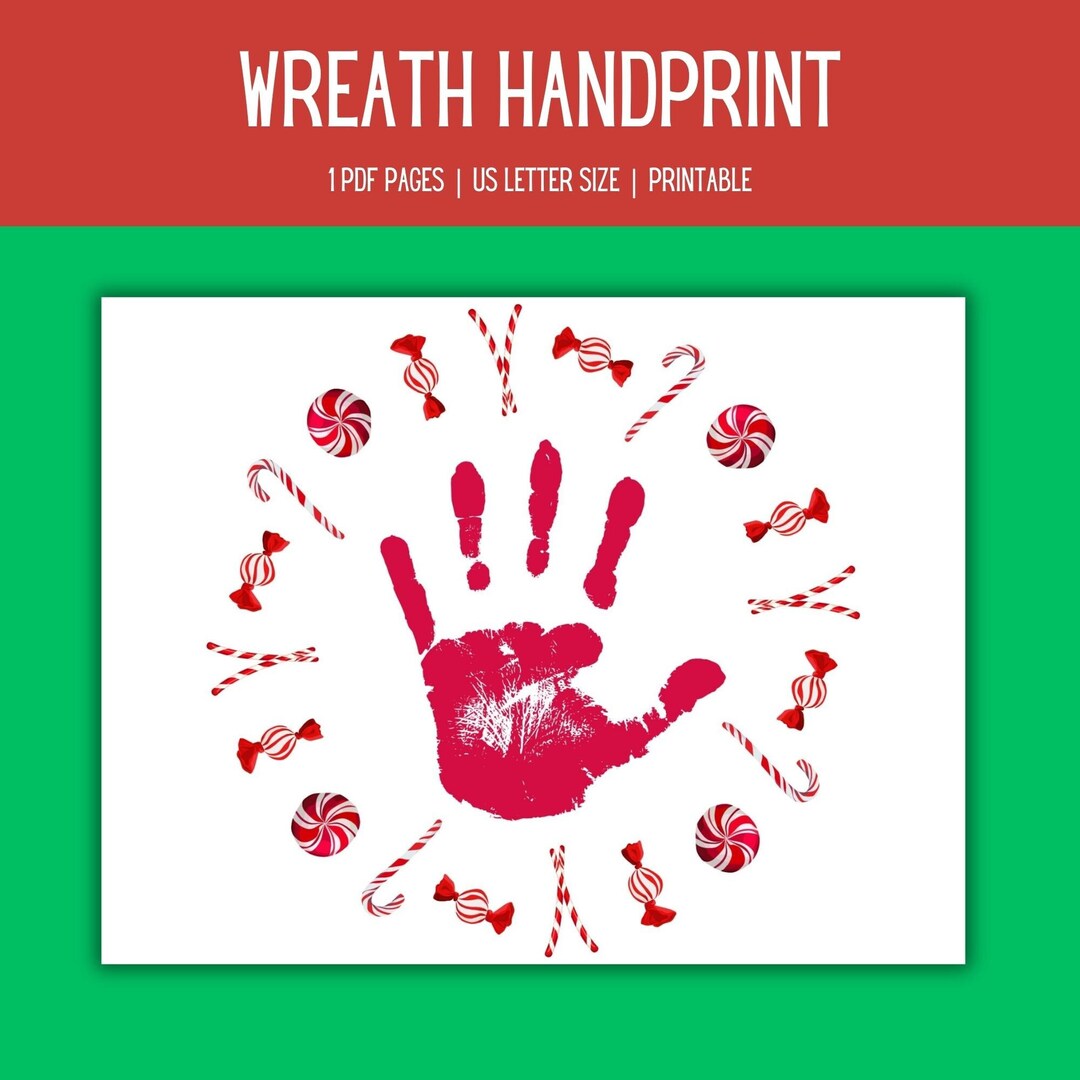Wreath Handprint Craft, Christmas Craft, Handprint Art, Christmas ...