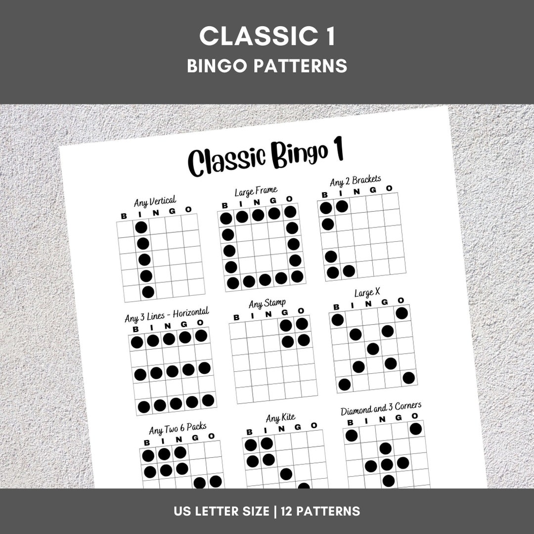 Bingo Patterns | Classic 1 Bingo | Printable Bingo Games | Bingo Game ...