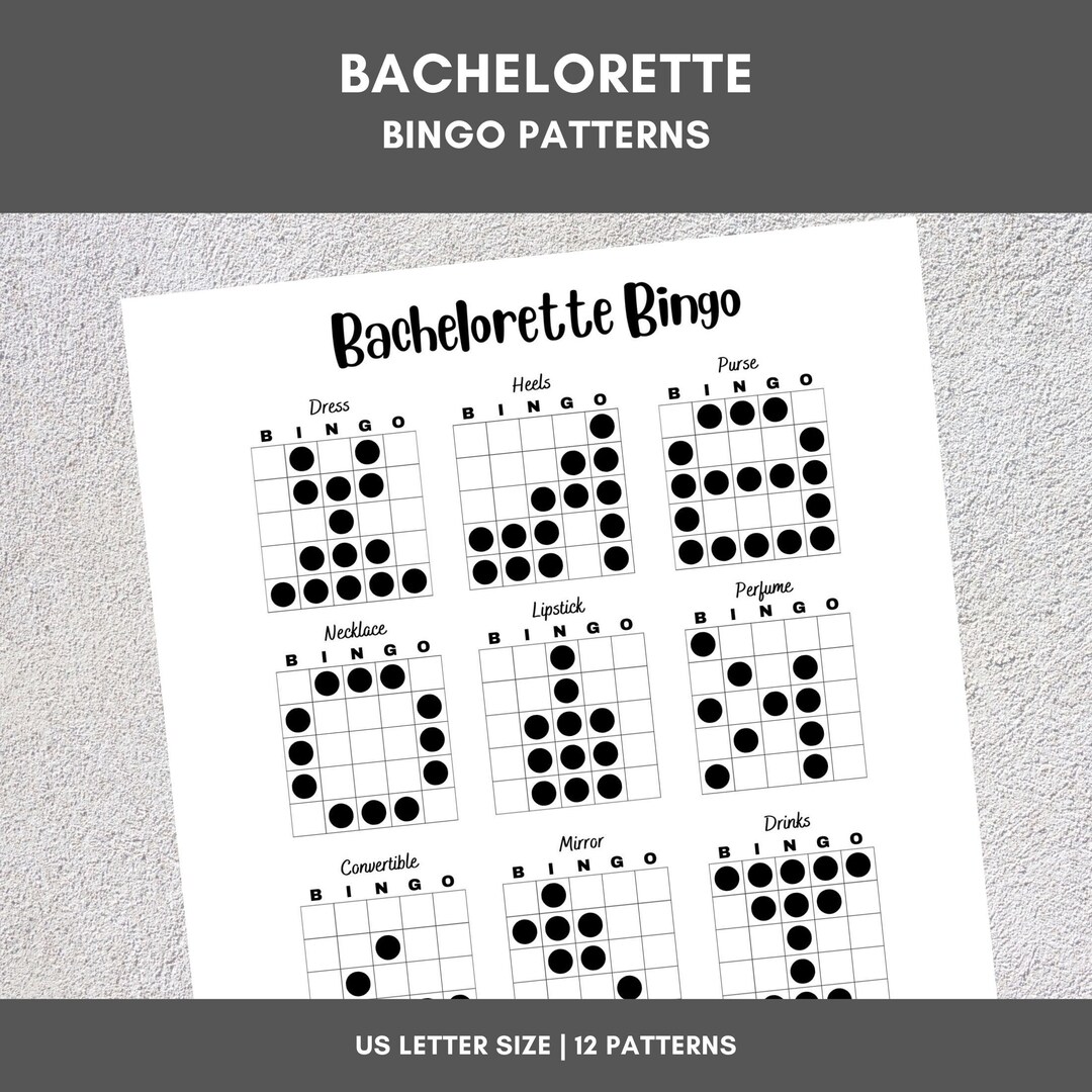 Bingo Patterns | Bachelorette Bingo | Printable Bingo Games | Bingo ...