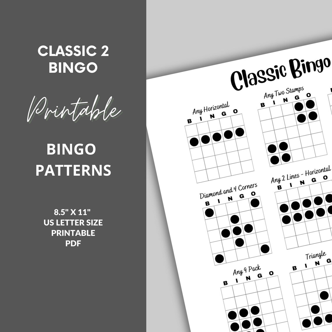 Bingo Patterns | Classic 2 Bingo | Printable Bingo Games | Bingo Game ...