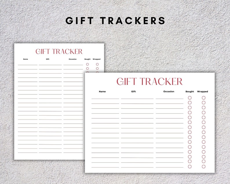 Gift Tracker Wish List Gift List Wish Tracker 6 Designs 3 Vertical 3 ...