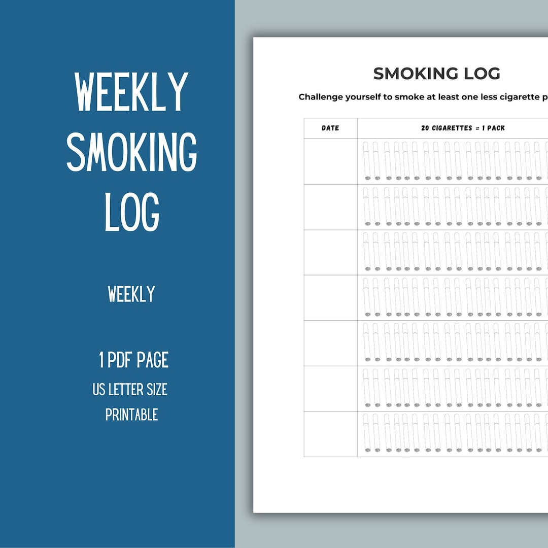 Smoking Cessation Log | Smoking Cessation Tracker | Smoking Log | Quit ...