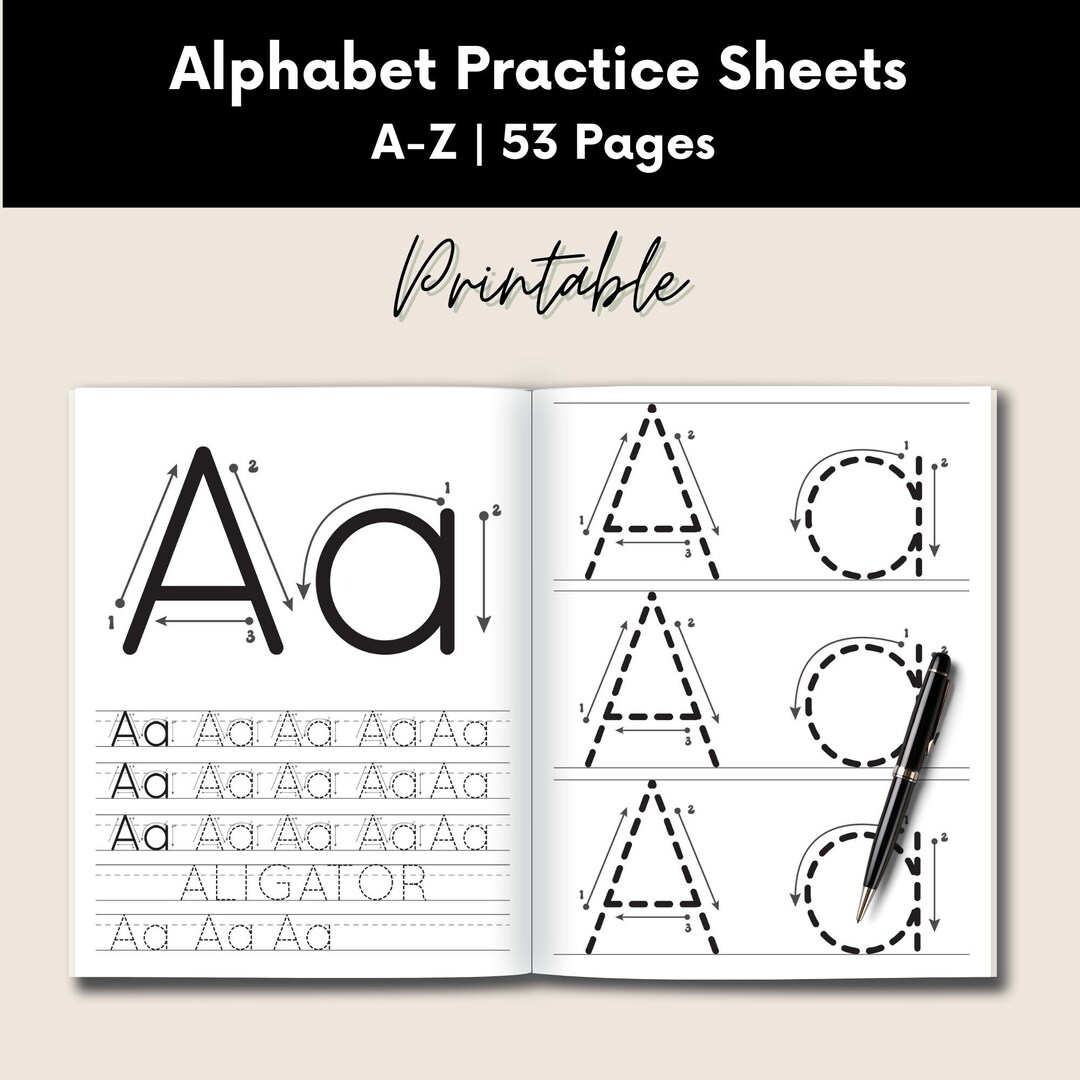 Alphabet Practice Sheets Letter Tracing Worksheets Alphabet Writing ...