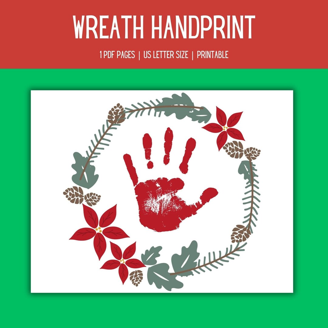 Wreath Handprint Craft, Christmas Craft, Handprint Art, Christmas ...