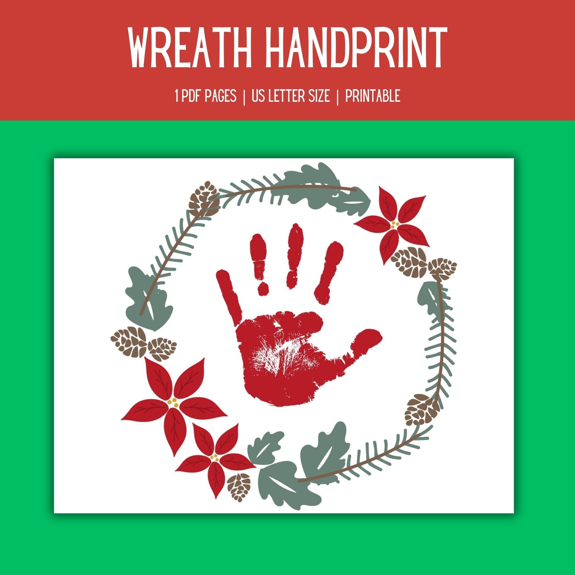 Wreath Handprint Craft, Christmas Craft, Handprint Art, Christmas ...