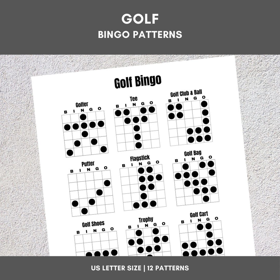 Printable Bingo Patterns | Golf Bingo | 12 Fun Patterns | Party, Event ...
