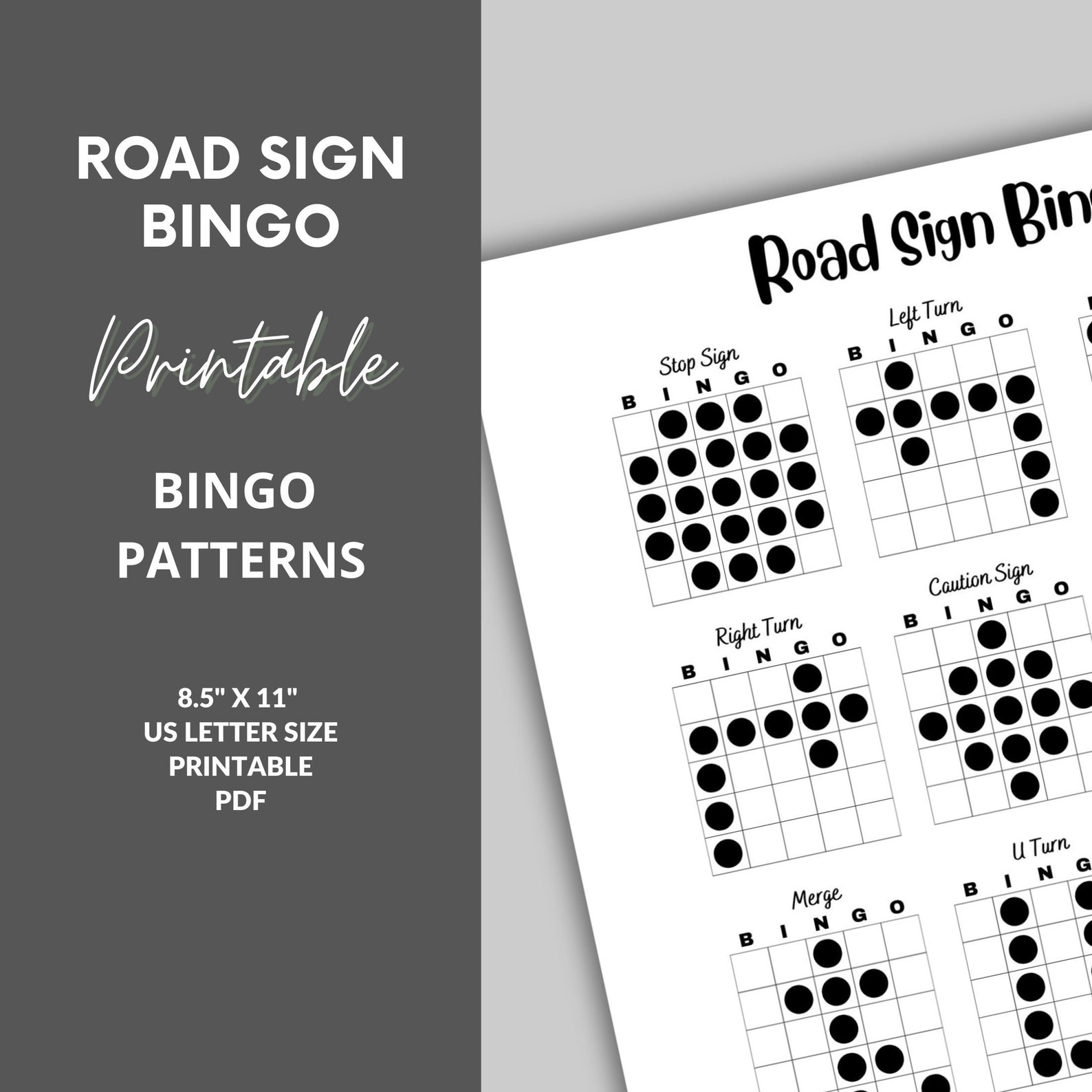 Bingo Patterns | Road Sign Bingo | Printable Bingo Games | Bingo Game ...
