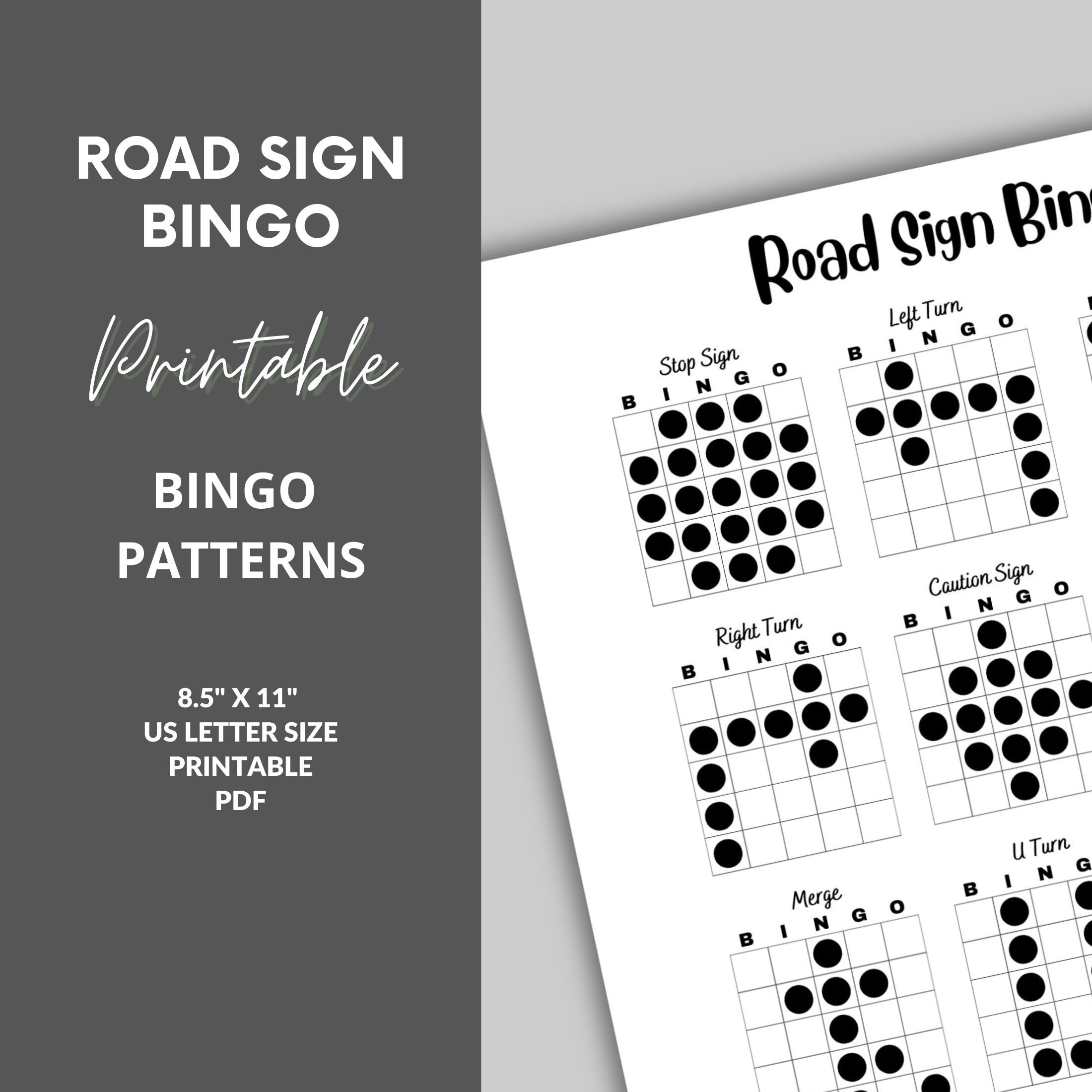 Bingo Patterns | Road Sign Bingo | Printable Bingo Games | Bingo Game ...
