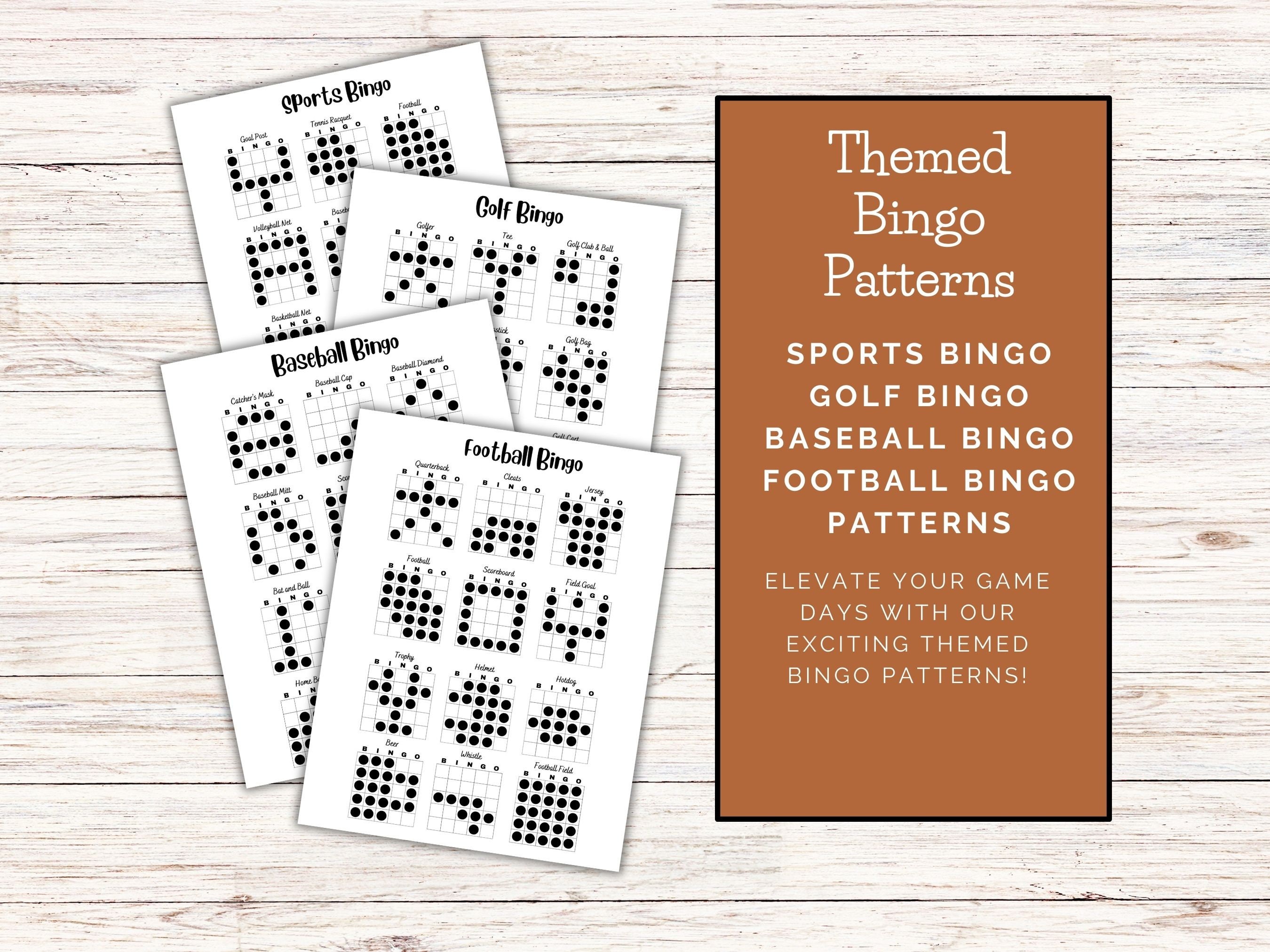Bingo Patterns Sports Bingo Patterns Sports, Football, Baseball, Golf ...