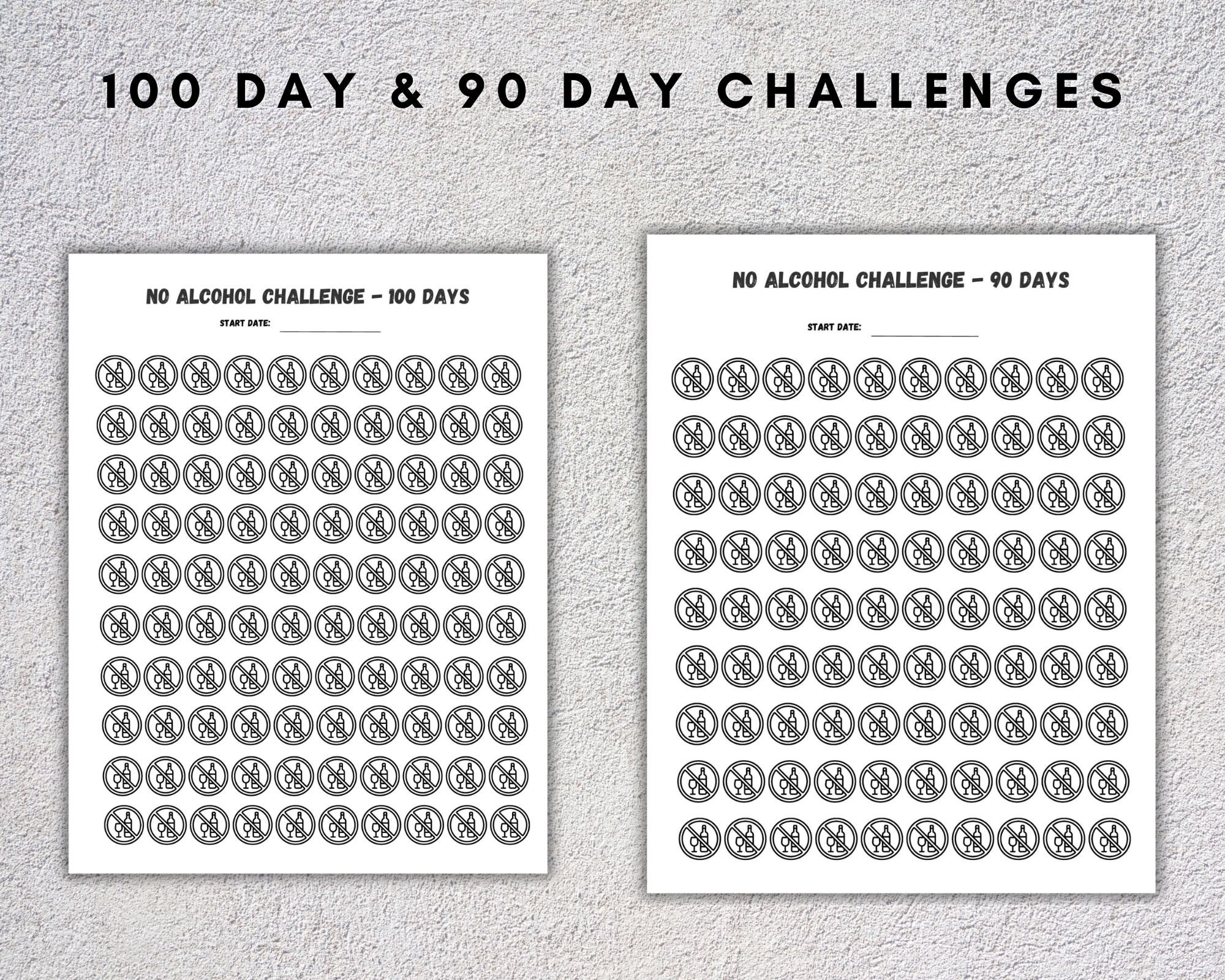 No Alcohol Challenges Bundle Alcohol Free Planner Sobriety Challenge ...