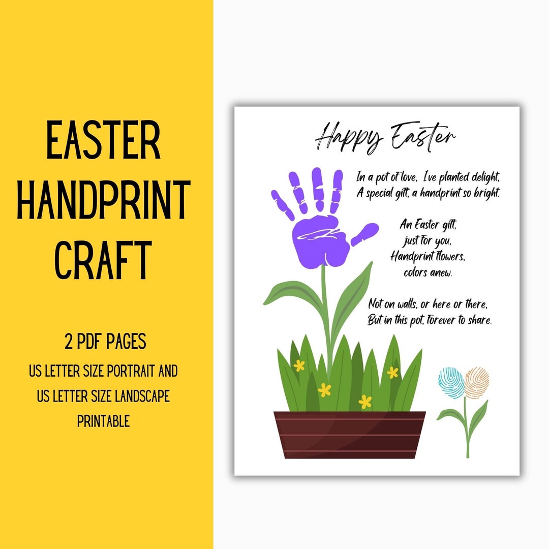 Easter Handprint, Fingerprint, Thumbprint Art, Easter Gift, Children's Handprint Craft ...