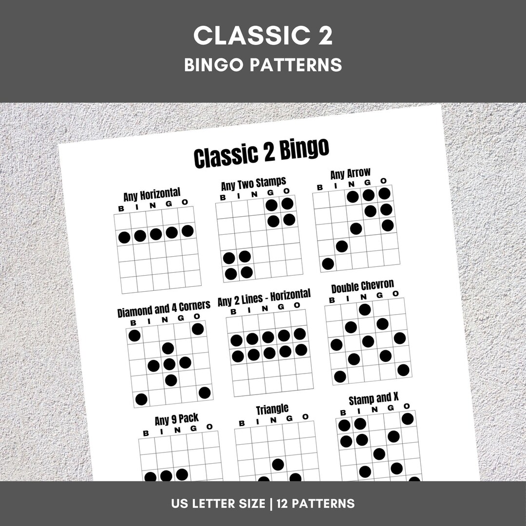 Printable Bingo Patterns | Classic 2 Bingo | 12 Fun Patterns | Party ...