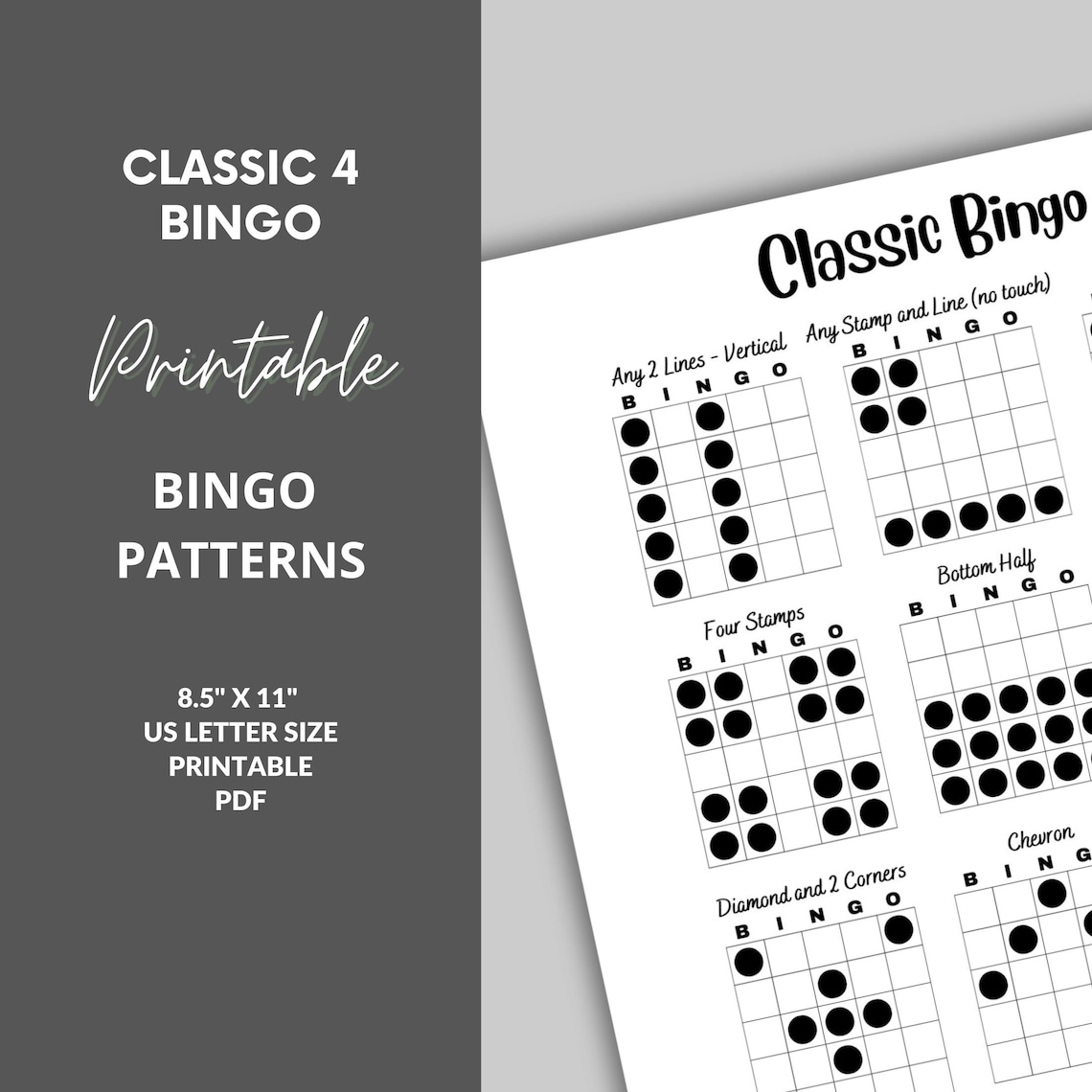 Bingo Patterns Classic 4 Bingo Printable Bingo Games Bingo Game ...