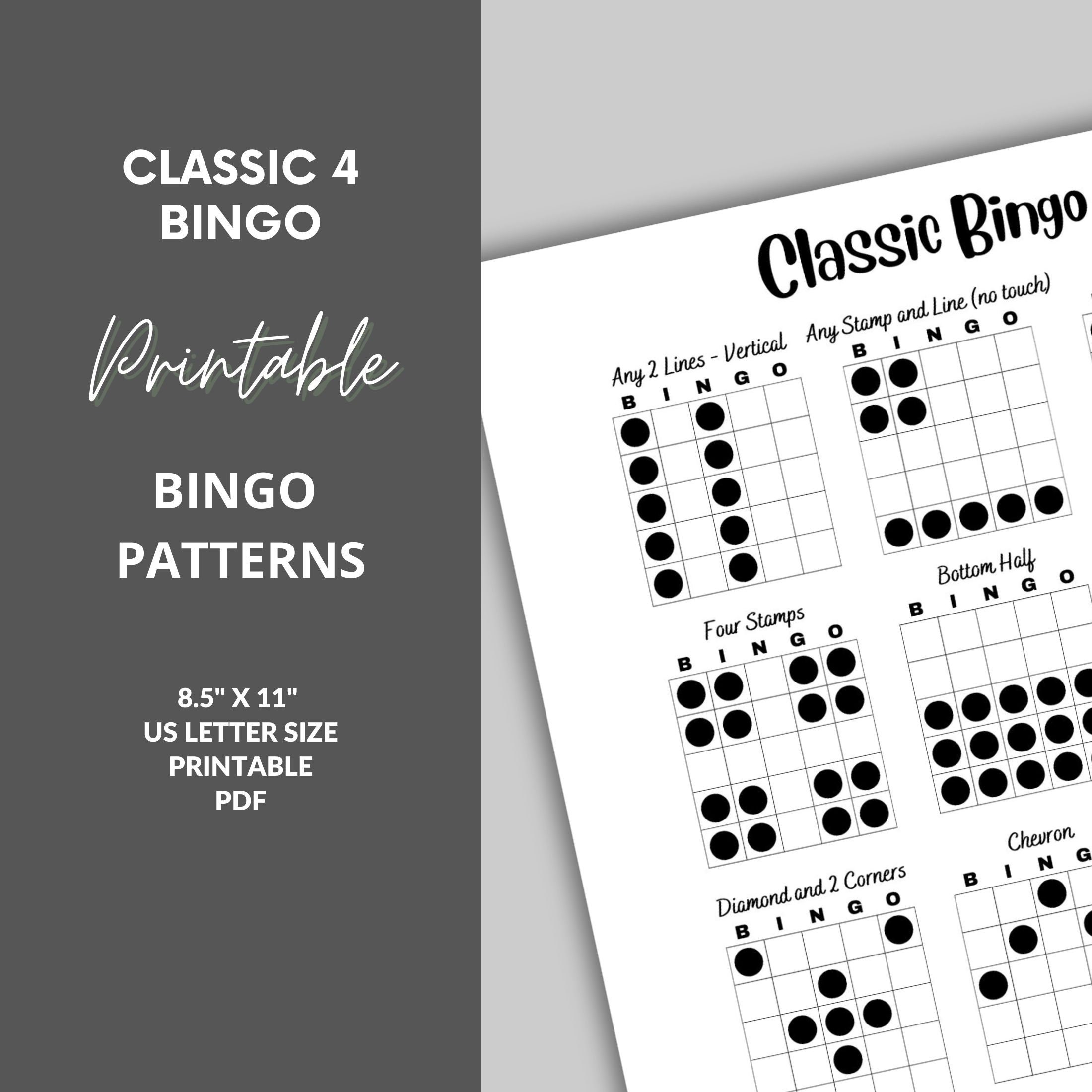 Bingo Patterns Classic 4 Bingo Printable Bingo Games Bingo Game ...