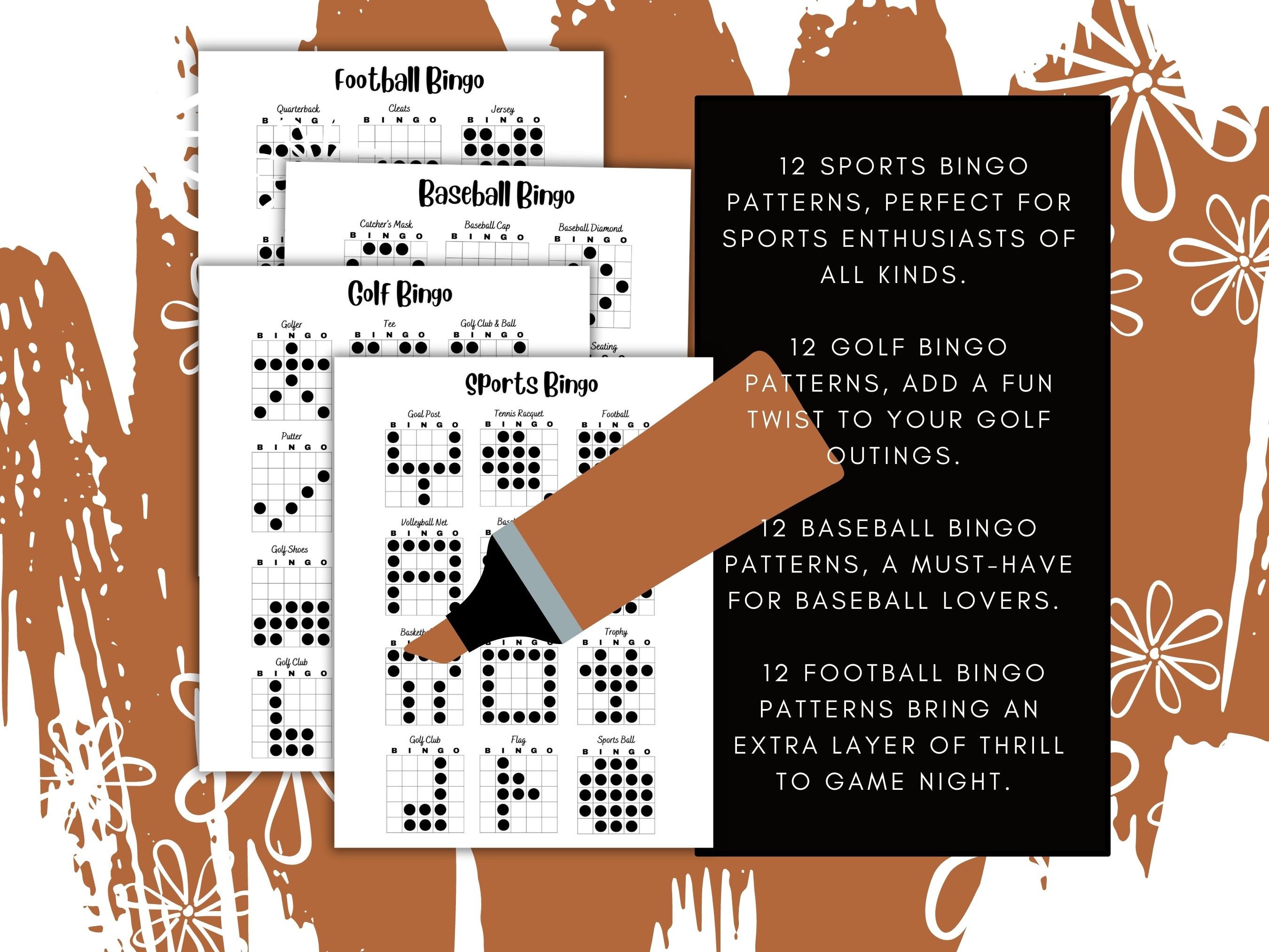 Bingo Patterns - Sports Bingo Patterns! Sports, Football, Baseball ...