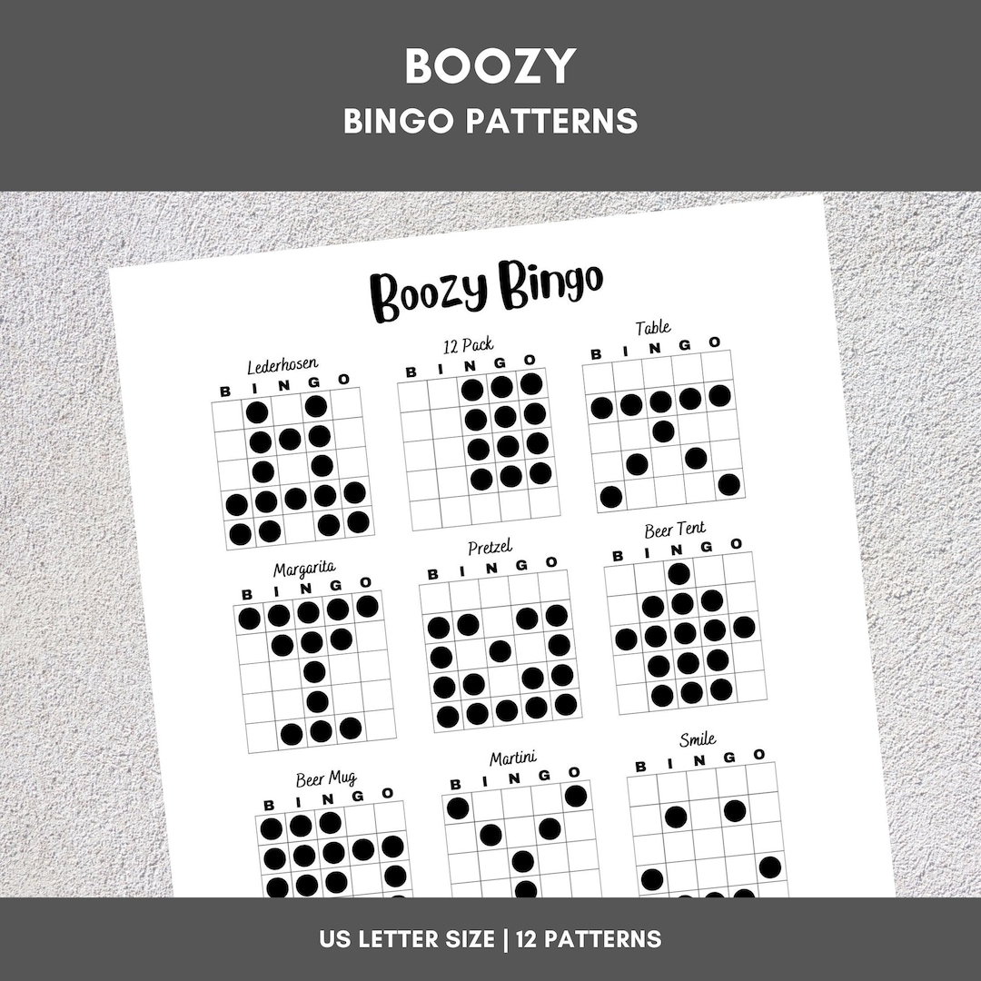 Bingo Patterns | Boozy Bingo | Printable Bingo Games | Bingo Game ...